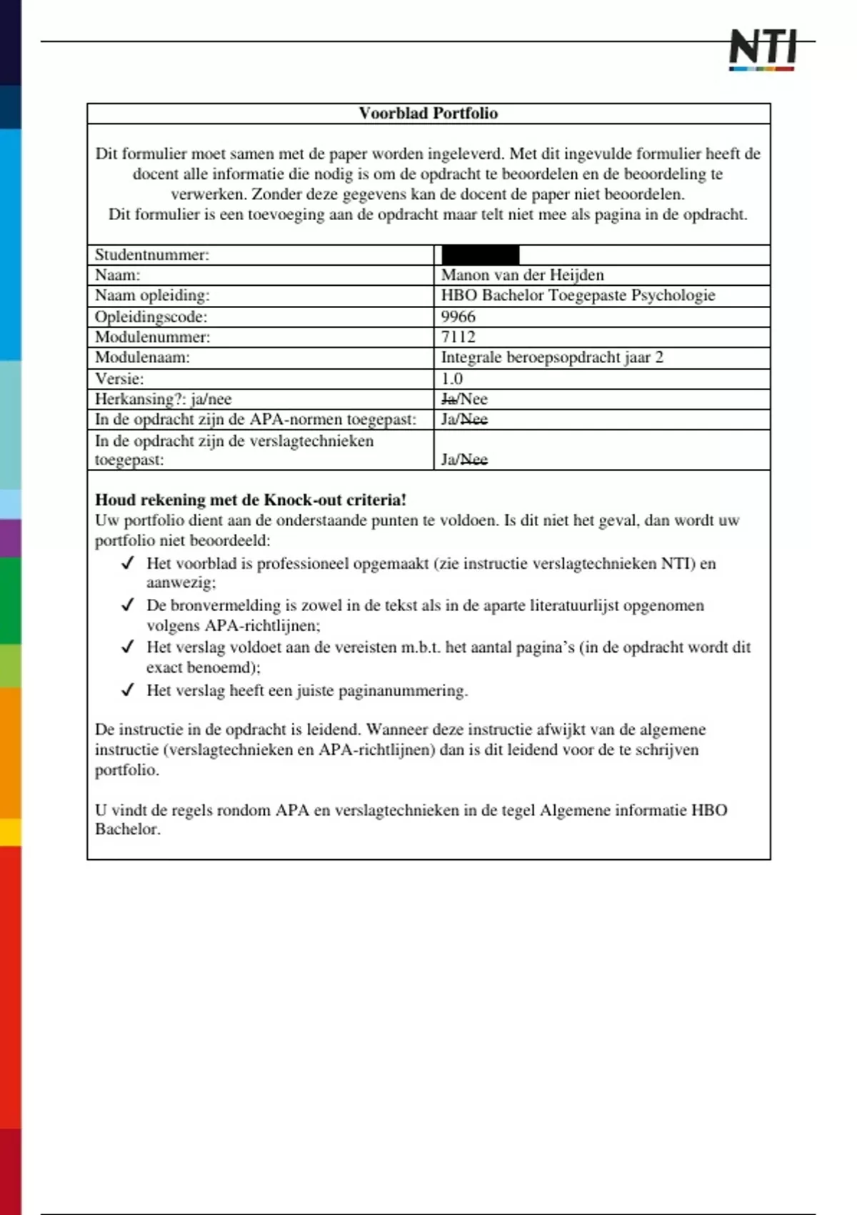 Integrale beroepsopdracht jaar 2- Cijfer: 7,9 - incl. Beoordeling docent - Beroepsproduct (7112 ...