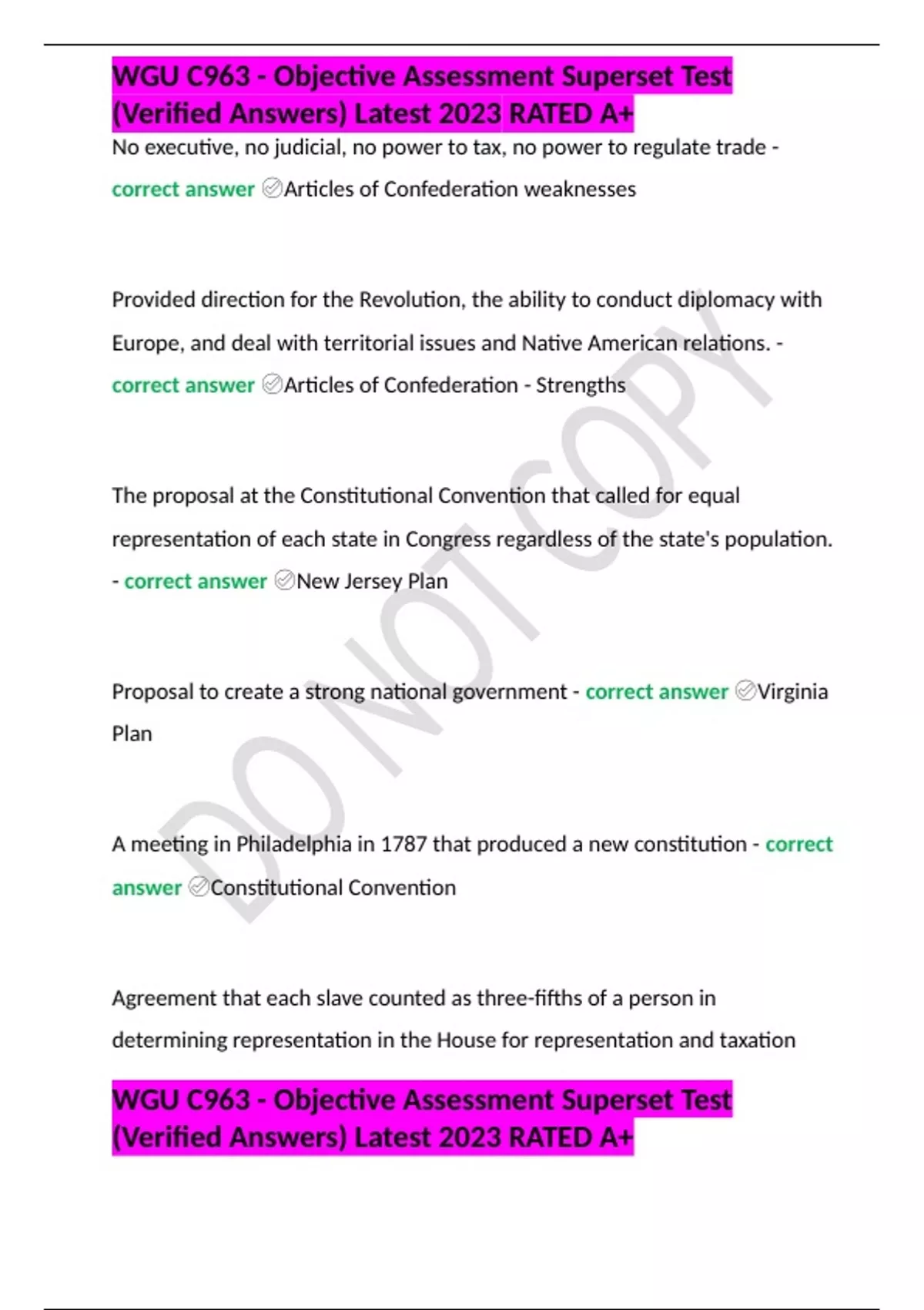 WGU C963 - Objective Assessment Superset Test (Verified Answers) Latest ...