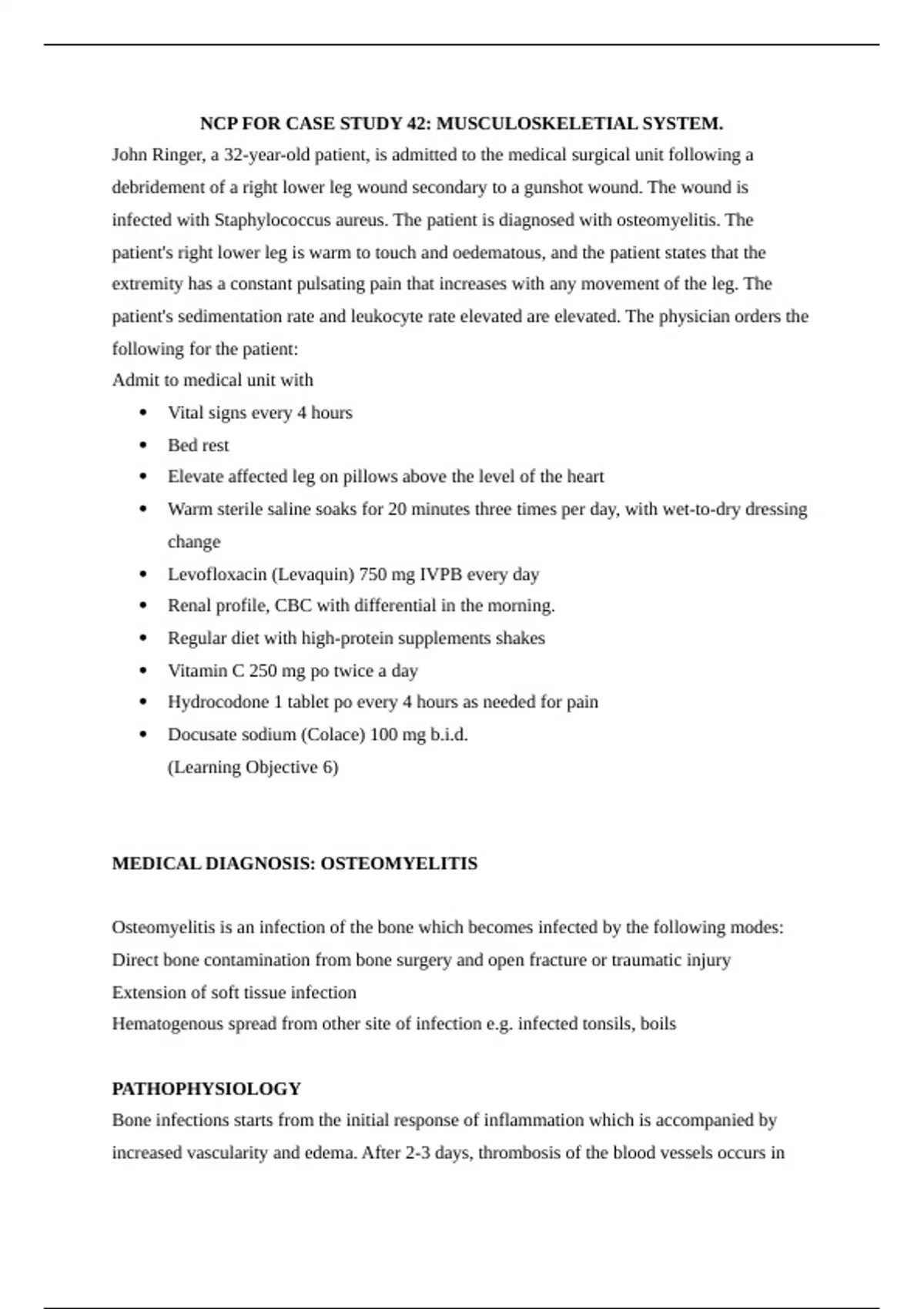 NCP FOR CASE STUDY 42: MUSCULOSKELETIAL SYSTEM. - NCP FOR ...