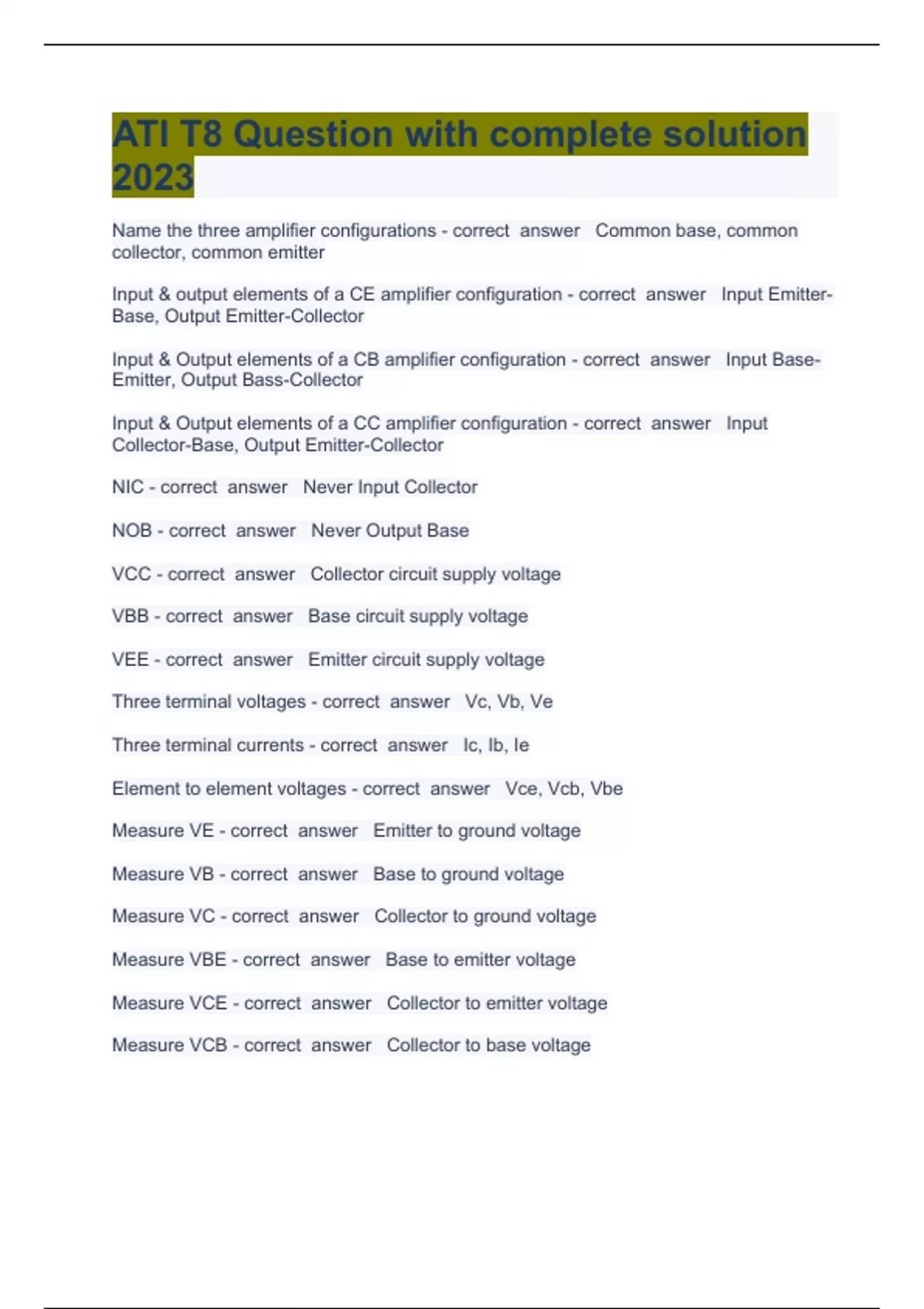 ATI T8 Question with complete solution 2023 - ATI T8 - Stuvia US