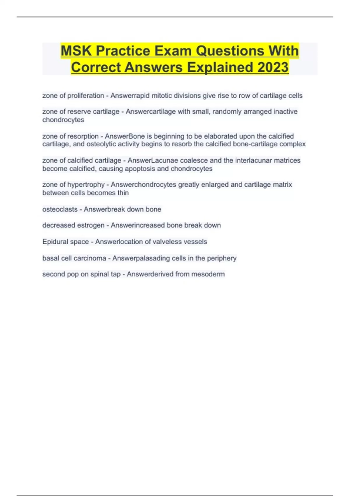 MSK Practice Exam Questions With Correct Answers Explained 2023 - MSK ...