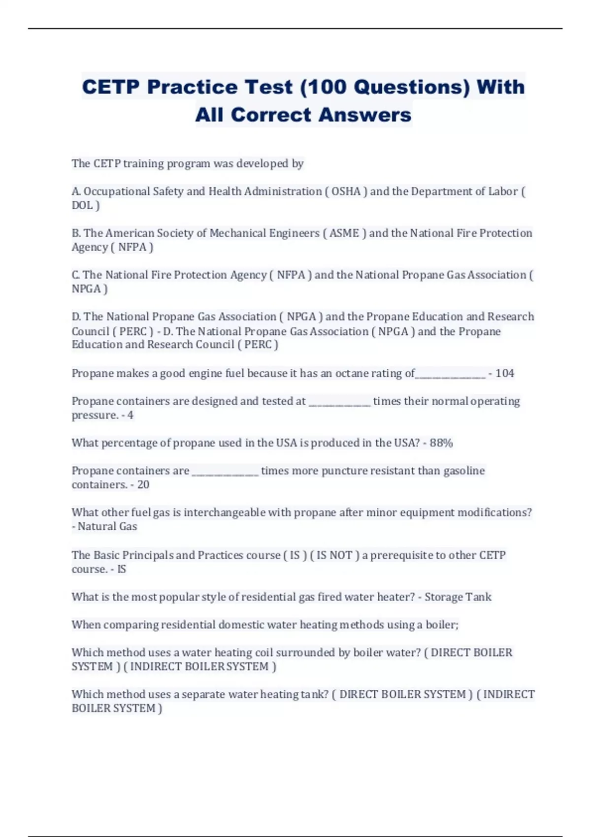 CETP Exams Bundle (Latest Update) Questions With 100% Correct Verified ...