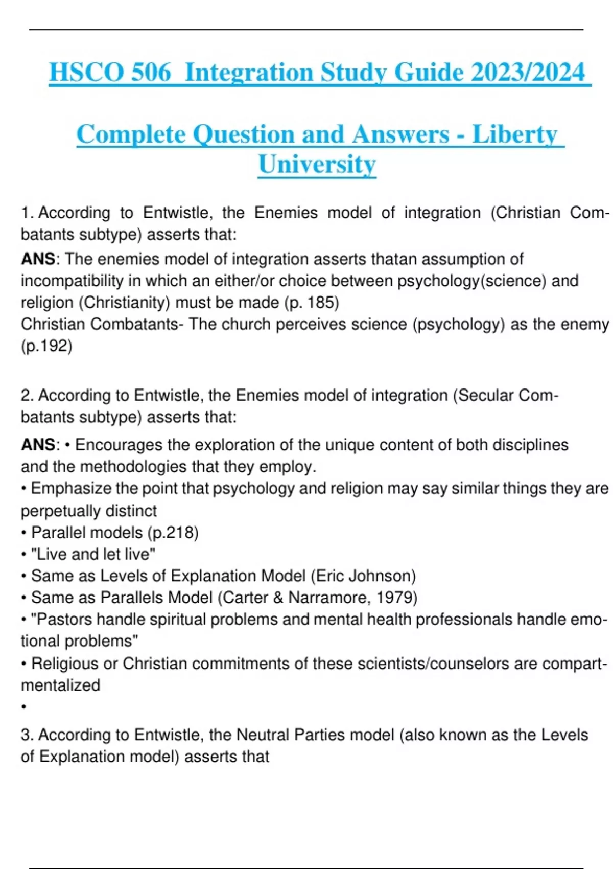 HSCO 506 / HSCO506 BUNDLE (Latest 2024 / 2025) | Integration Study ...