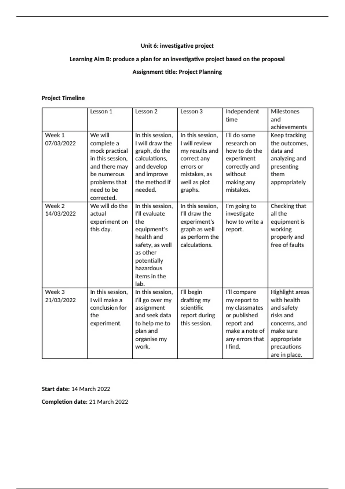 BTEC Applied Science biology Unit 6 learning aim B - Unit 6 ...