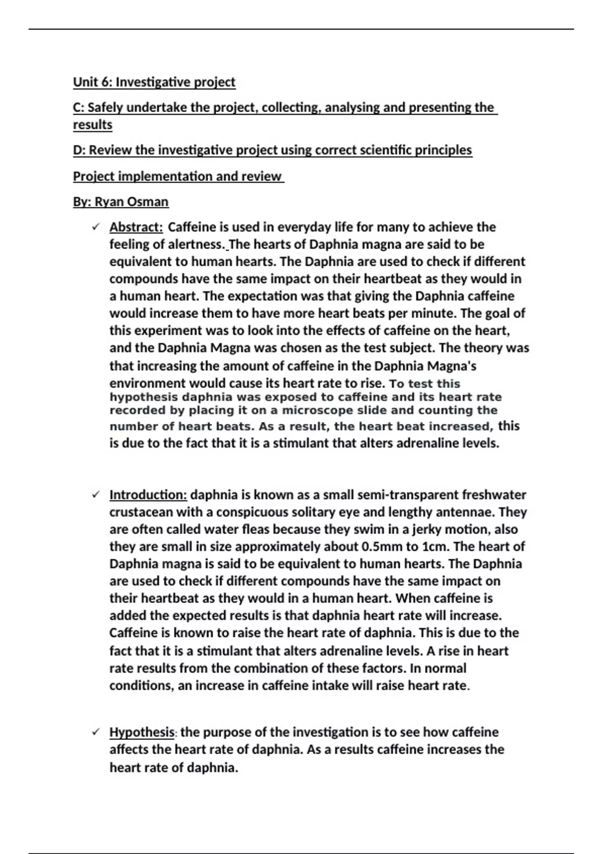 BTEC Applied Science biology Unit 6 learning aim C & D - Unit 6 ...