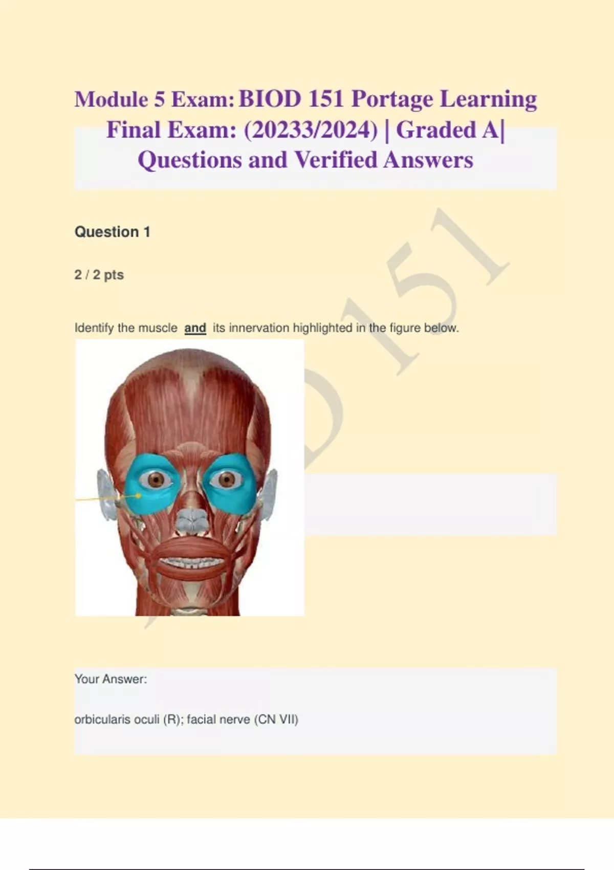 Module 5 Exam: BIOD 151 Portage Learning Final Exam: (20233/2024 ...