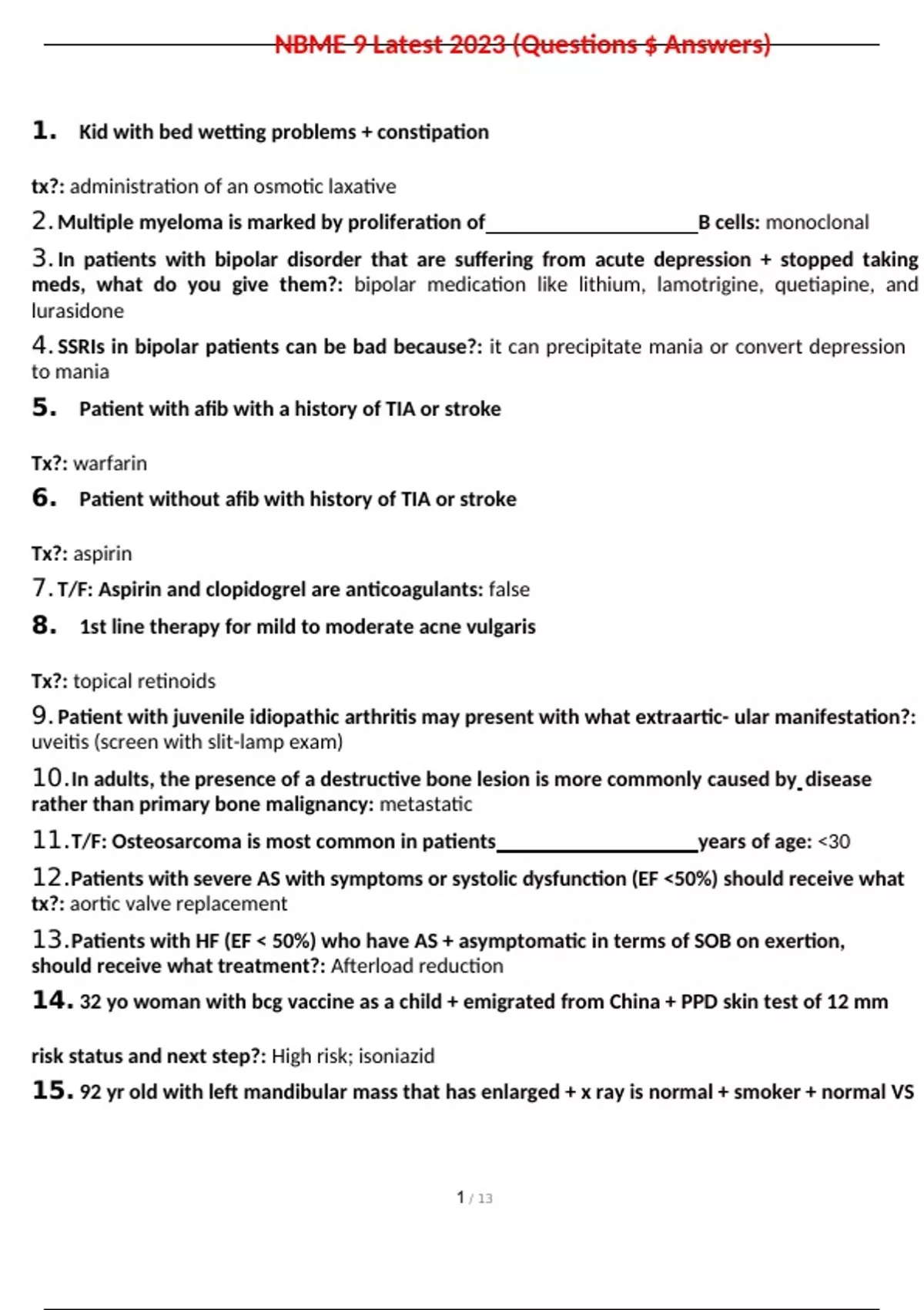 NBME 9 Latest 2023 (Questions $ Answers) - NBME - Stuvia US