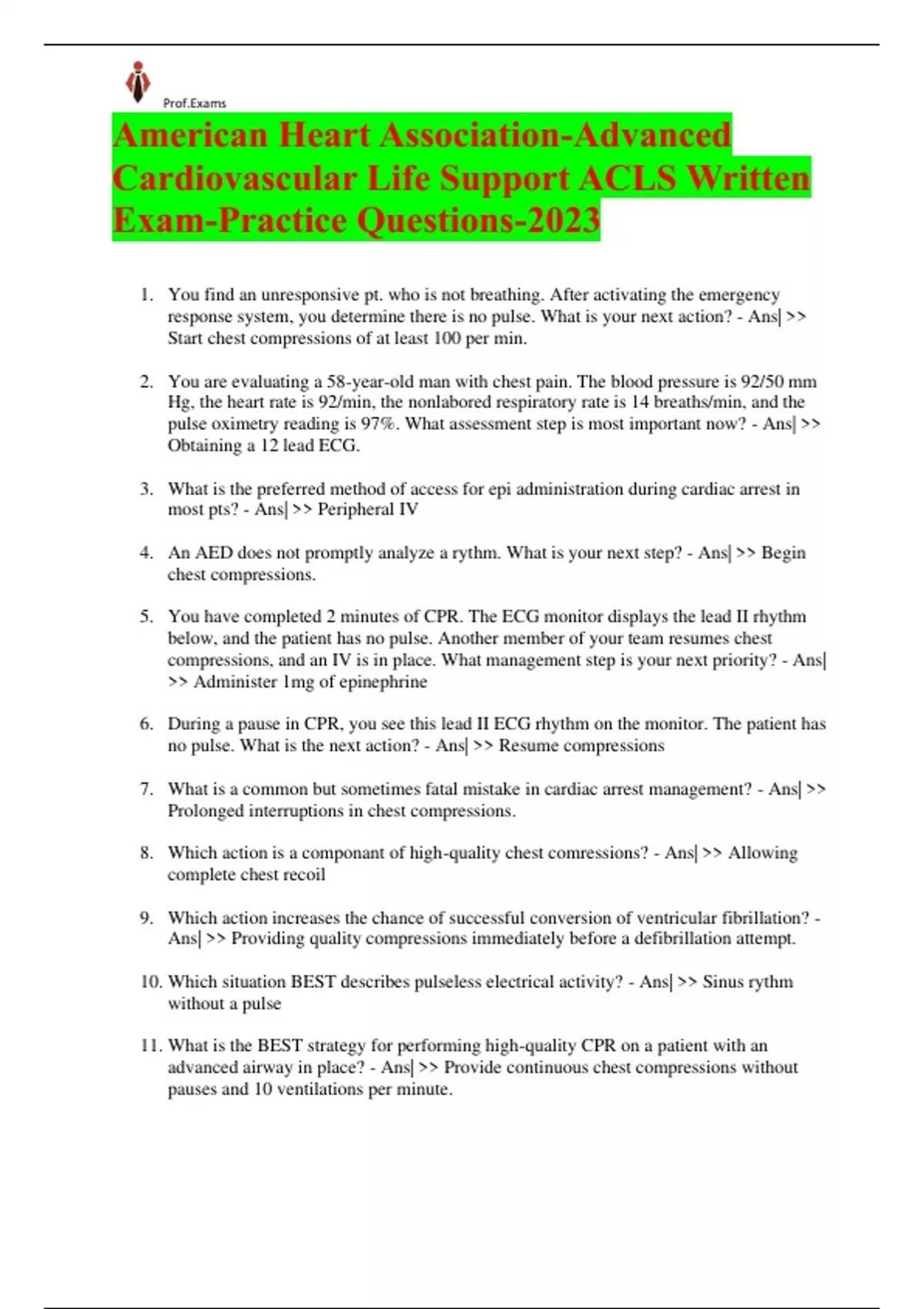 SOLVED- ELABORATED-American Heart Association-Advanced Cardiovascular ...