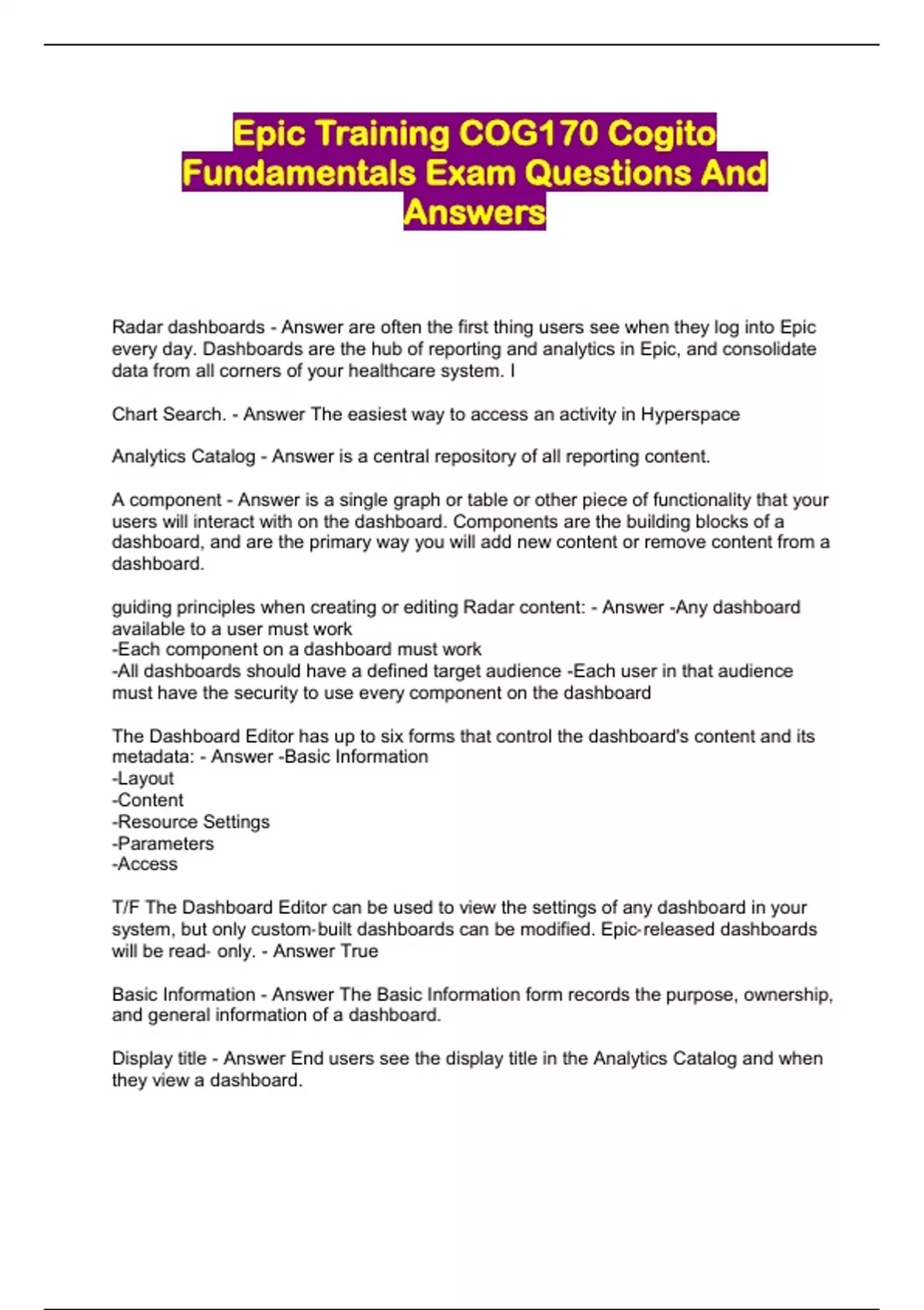 COG170 Cogito fundamentals Packaged Exams @ 2023 - Stuvia US