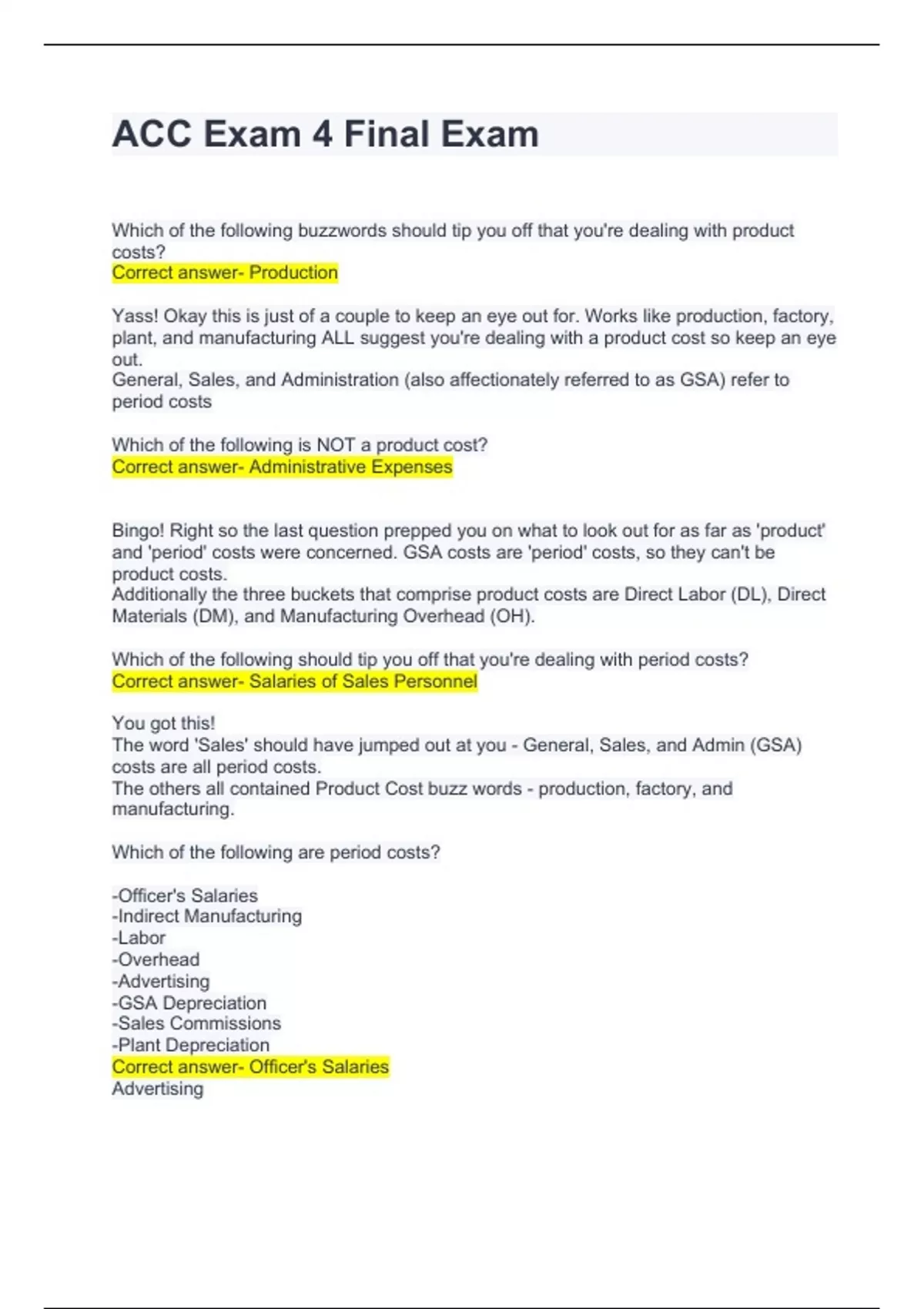 ACC Exam 4 Final Exam - ACC Ex - Stuvia US