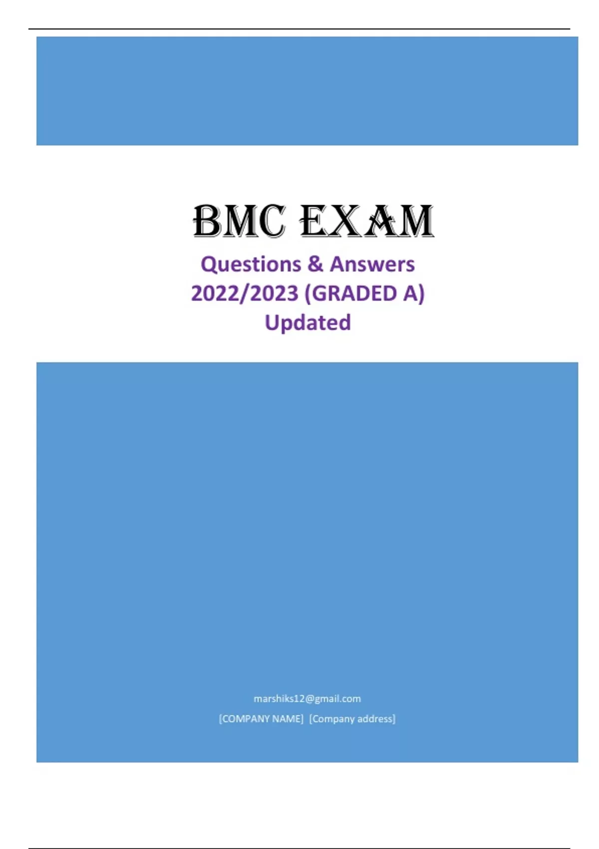 BMC Exam - Questions & Answers 2022/2023 (GRADED A) Updated - BMC ...