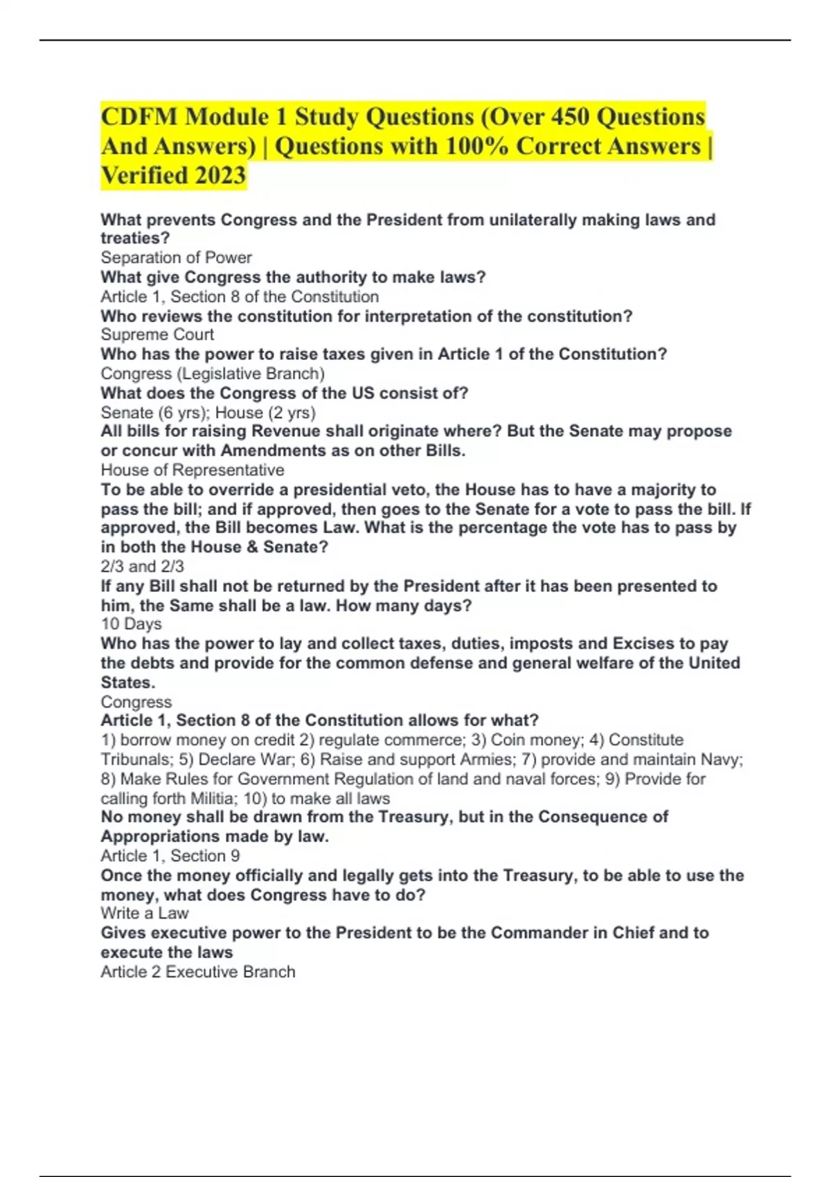 CDFM Module 1 Study Questions (Over 450 Questions And Answers ...