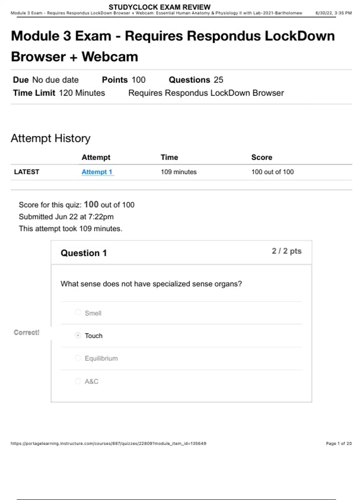 BIOD 152 Module 3 Exam- Portage Learning Essential_Human_Anatomy ...