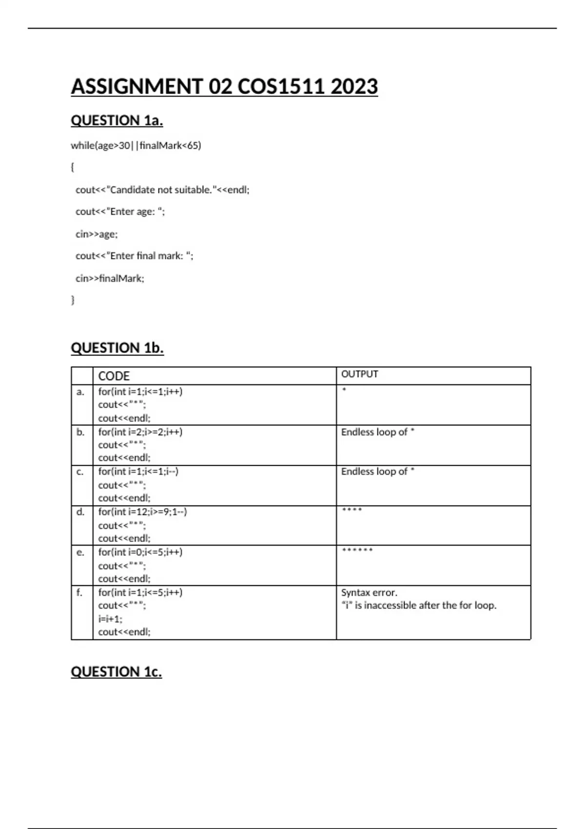 COS1511- assignment 2 solutions with output 2023 - COS1511 - Introduction To Programming 1 ...
