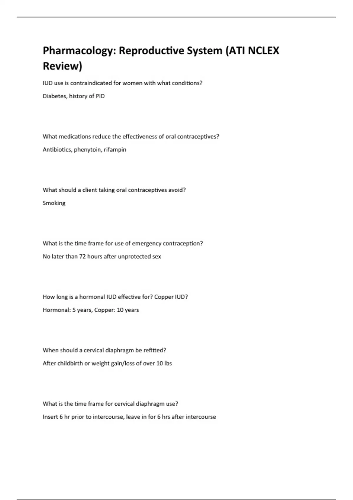 Pharmacology: Reproductive System (ATI NCLEX Review)(100% Correct ...