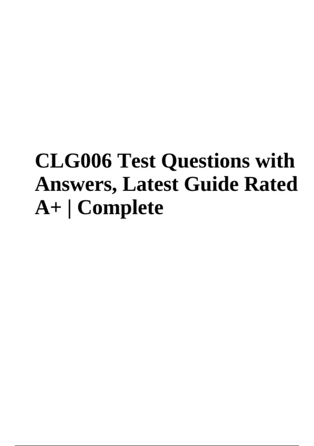 CLG 006 Certifying Officer Legislation (COL) Test Questions with ...