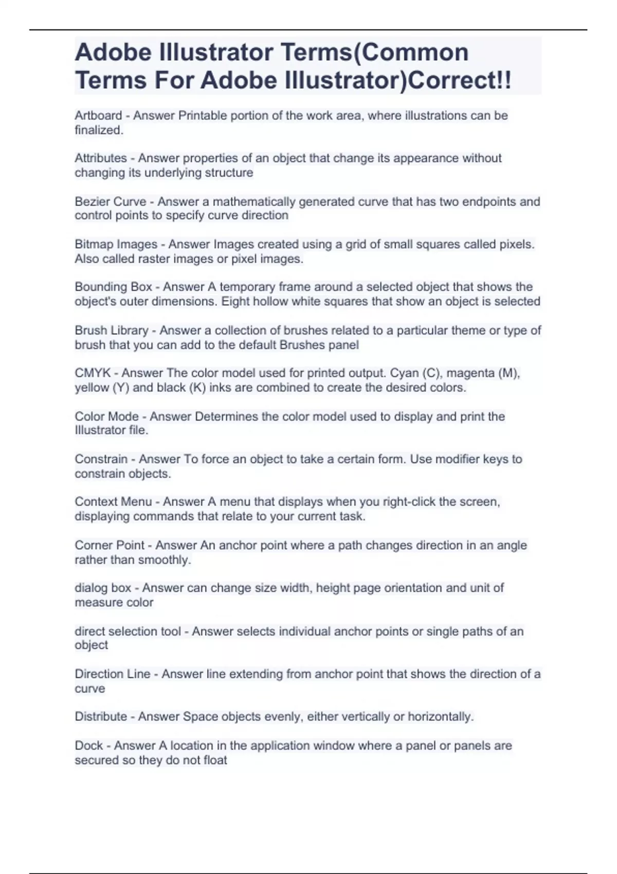 Adobe Illustrator Terms(Common Terms For Adobe Illustrator)Correct ...