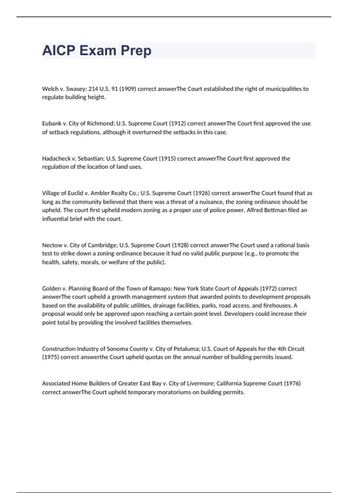 AICP Exam Prep 2023 with 100% correct answers - AICP - American ...