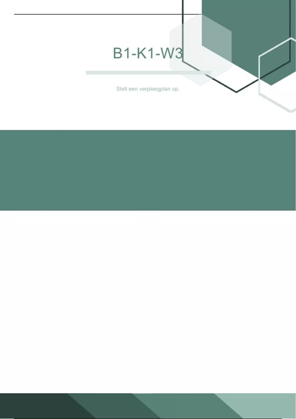 B1-K1-W3 Stelt een verpleegplan op. - Examens leerjaar 4 (B1K1W3) - Stuvia NL