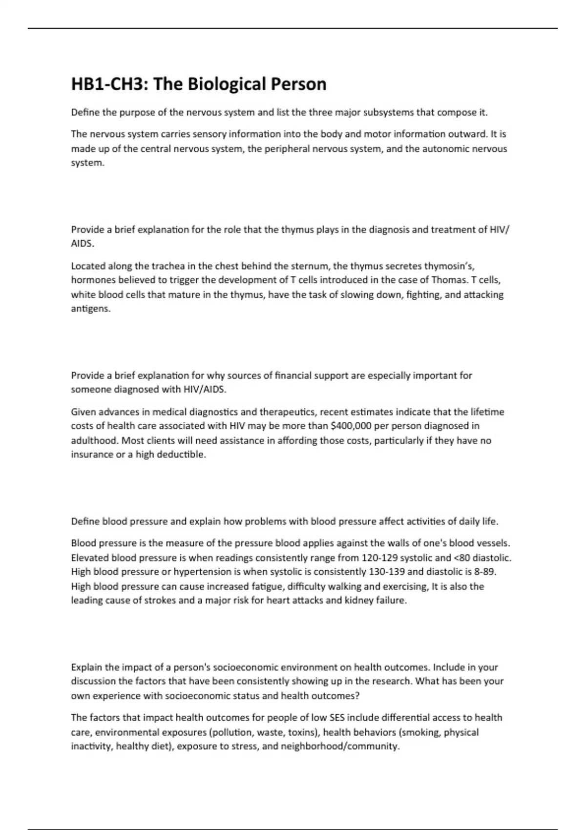 HB1-CH3: The Biological Person with 100% Correct Answers - HB1-CH3: The ...