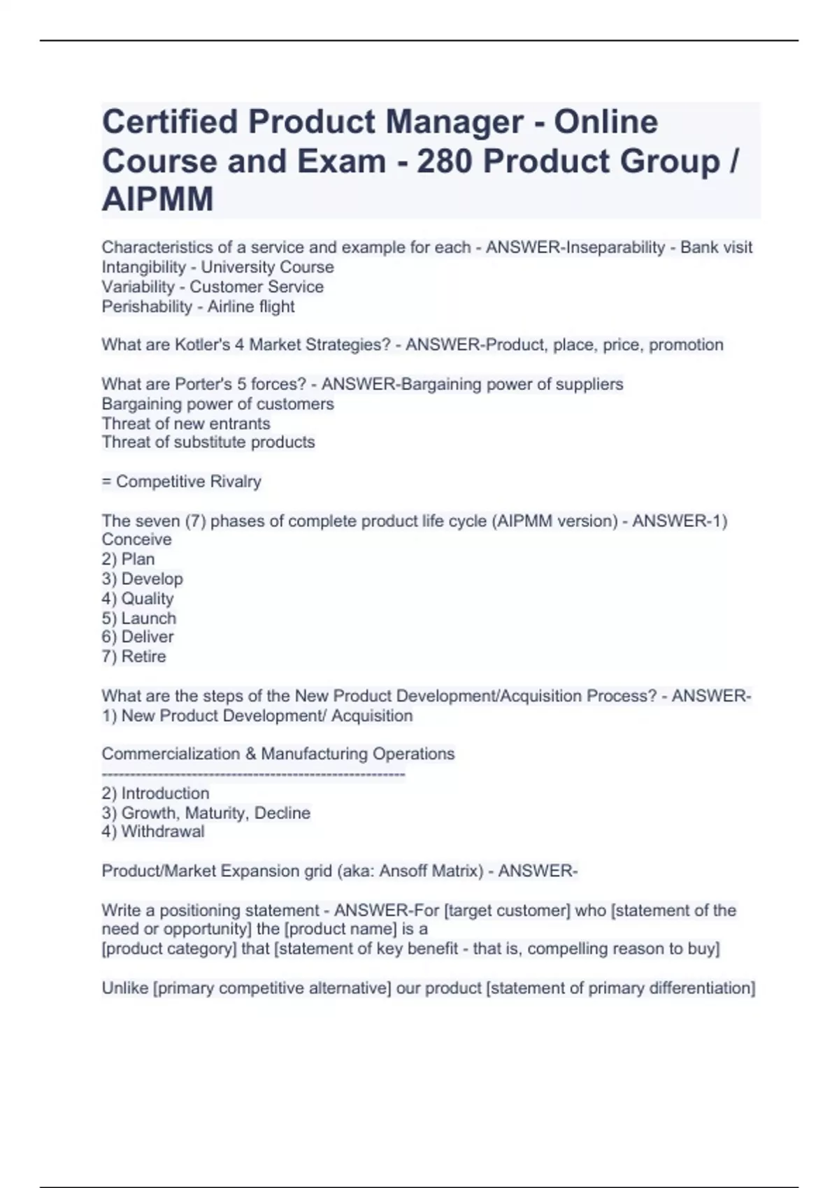 Certified Product Manager - Online Course and Exam - 280 Product Group ...