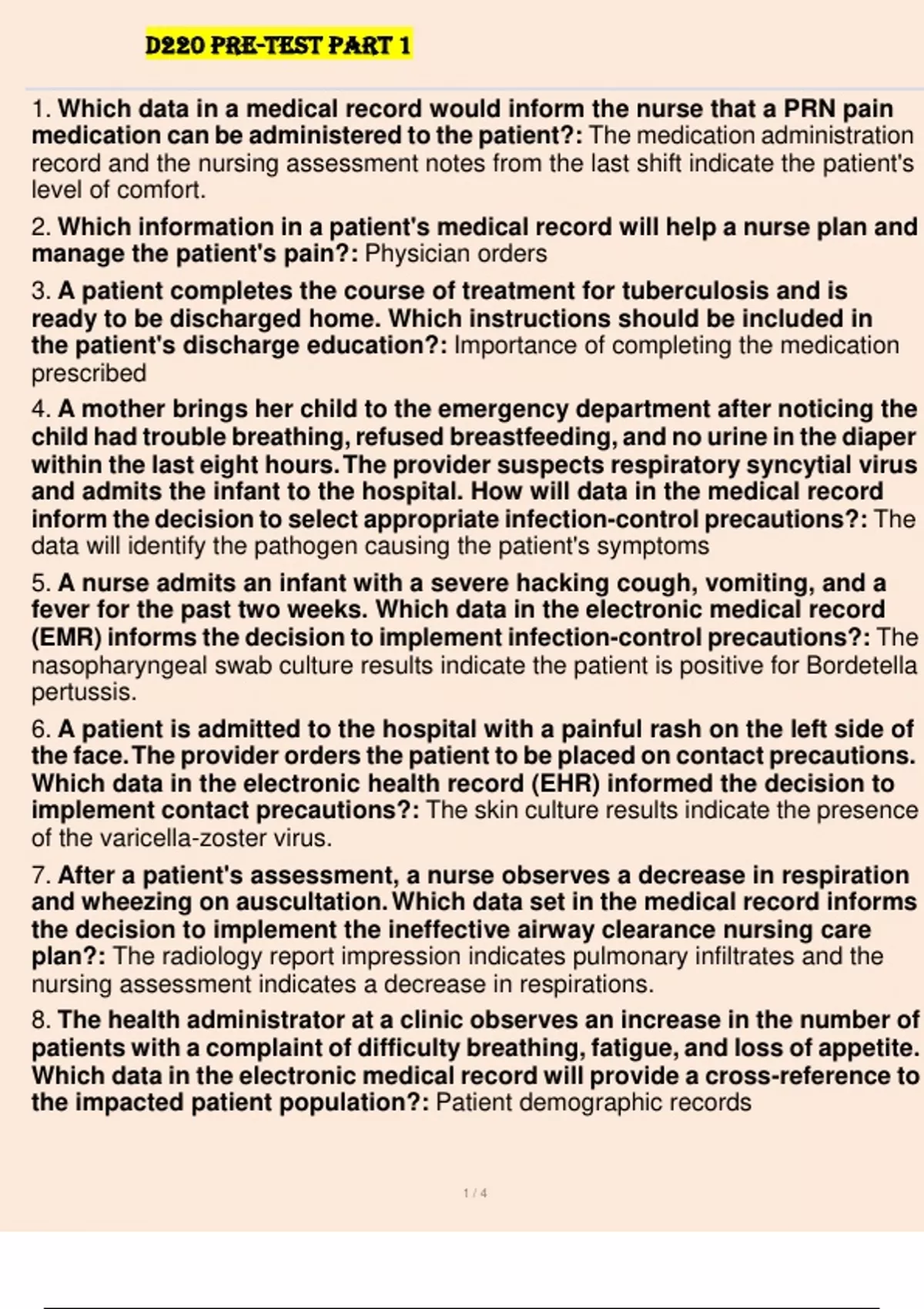 D220 Pre-Test part 1 and part 2 answered correctly Course WGU D220 ...