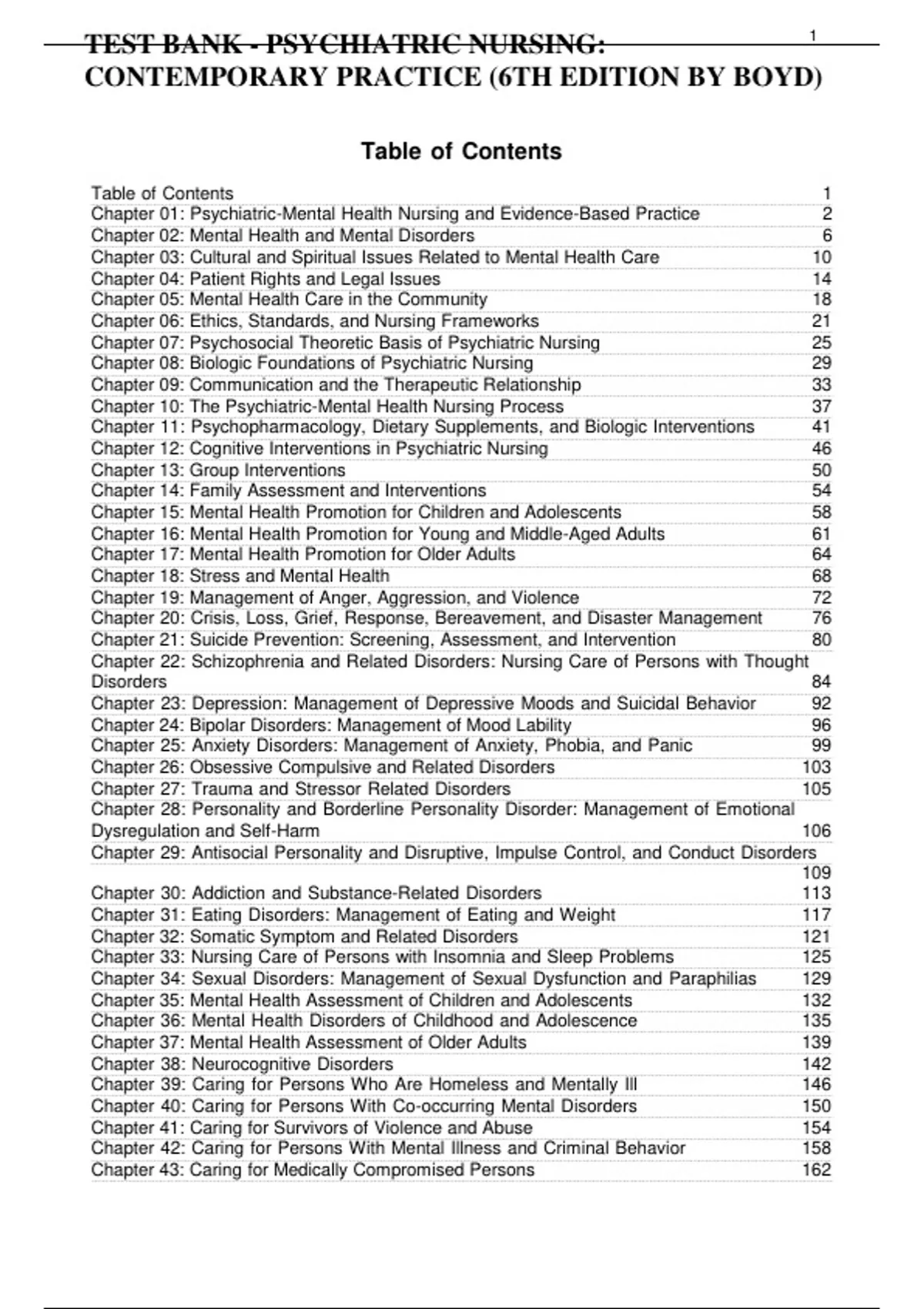 Test Bank Psychiatric Nursing Contemporary Practice 6th Edition
