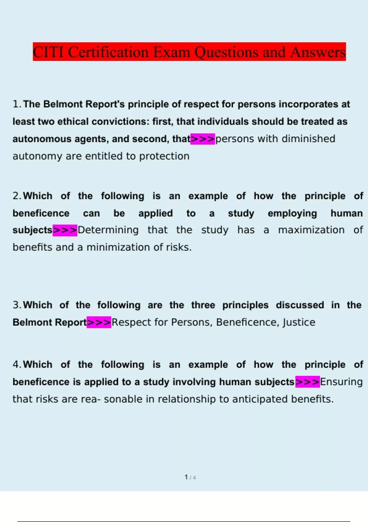 CITI Certification exam. dps test 2023 questions and answers (verified ...