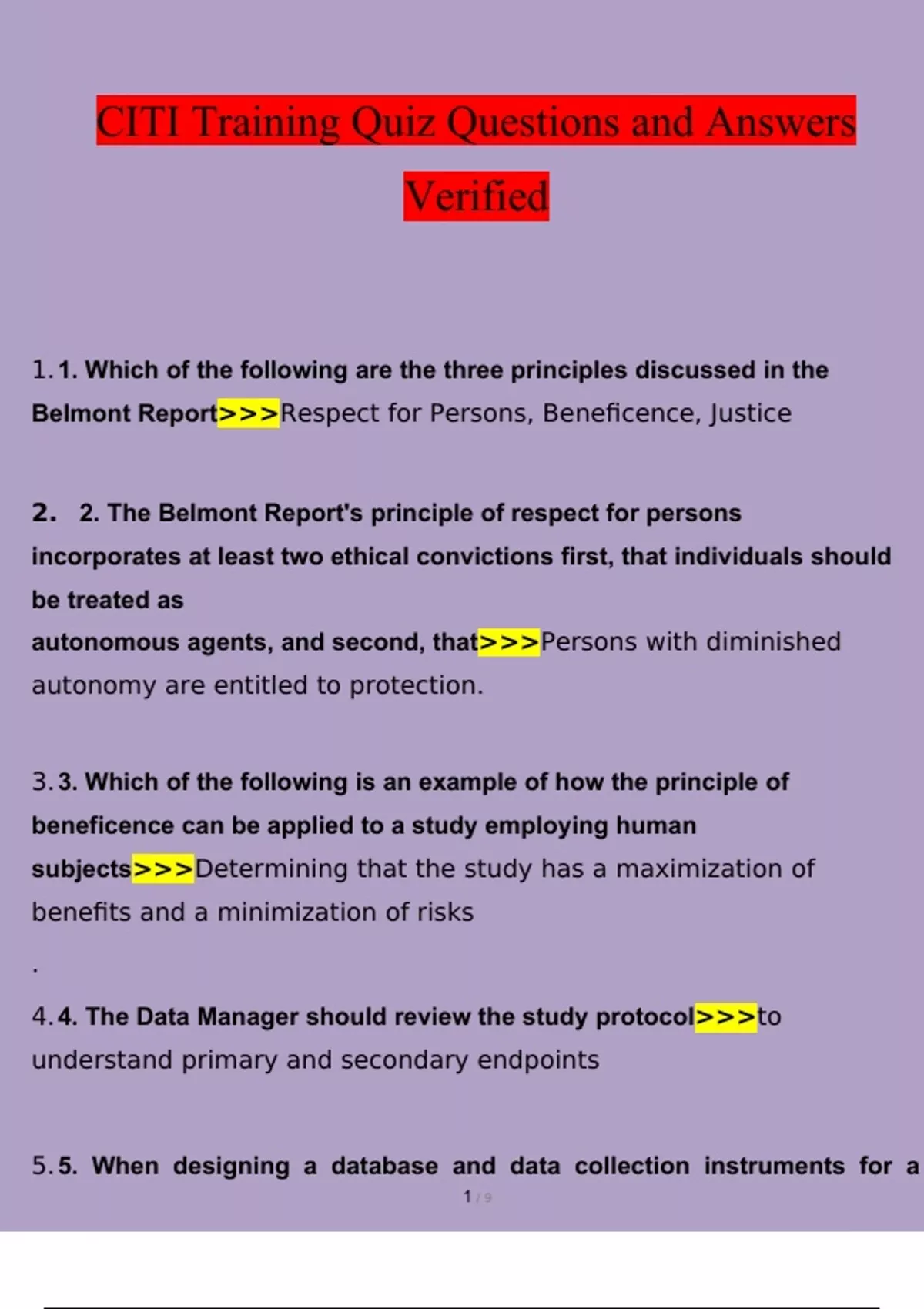 CITI Training Quiz Questions. dps test 2023 questions and answers ...