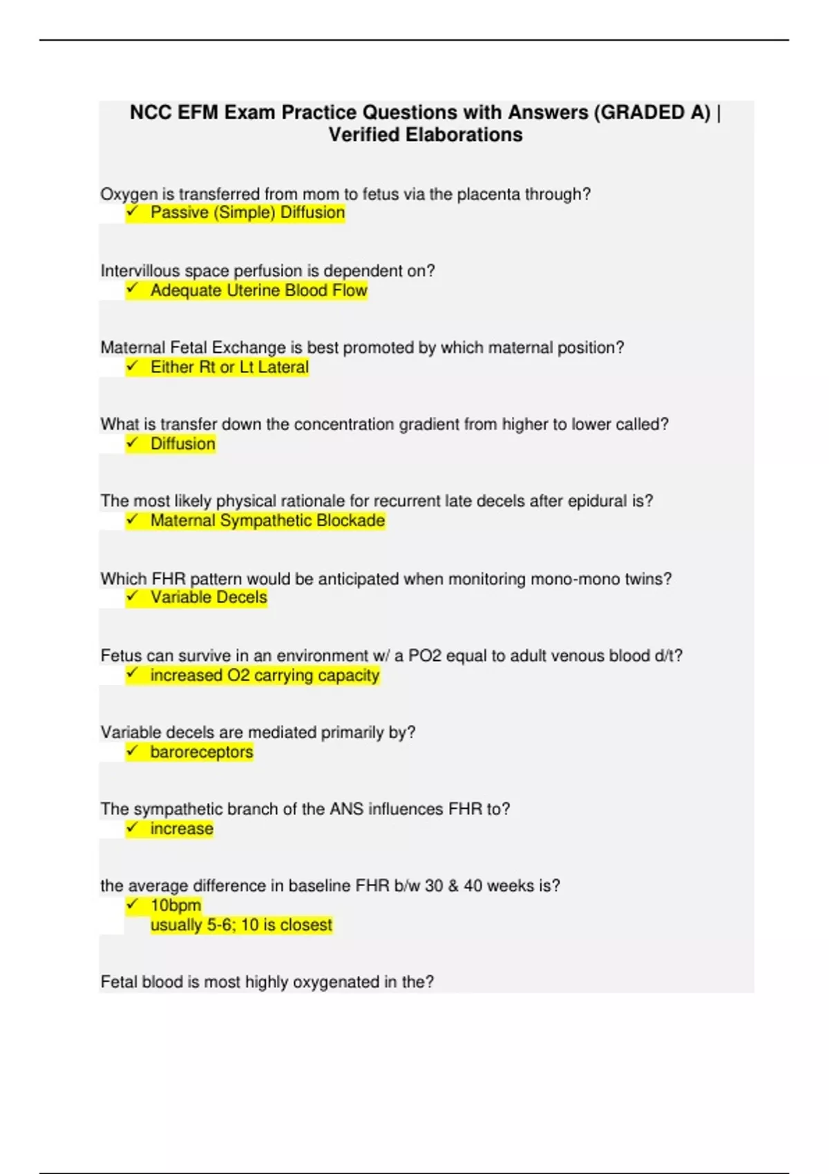 NCC EFM Exam Practice Questions with Answers (GRADED A) Verified ...