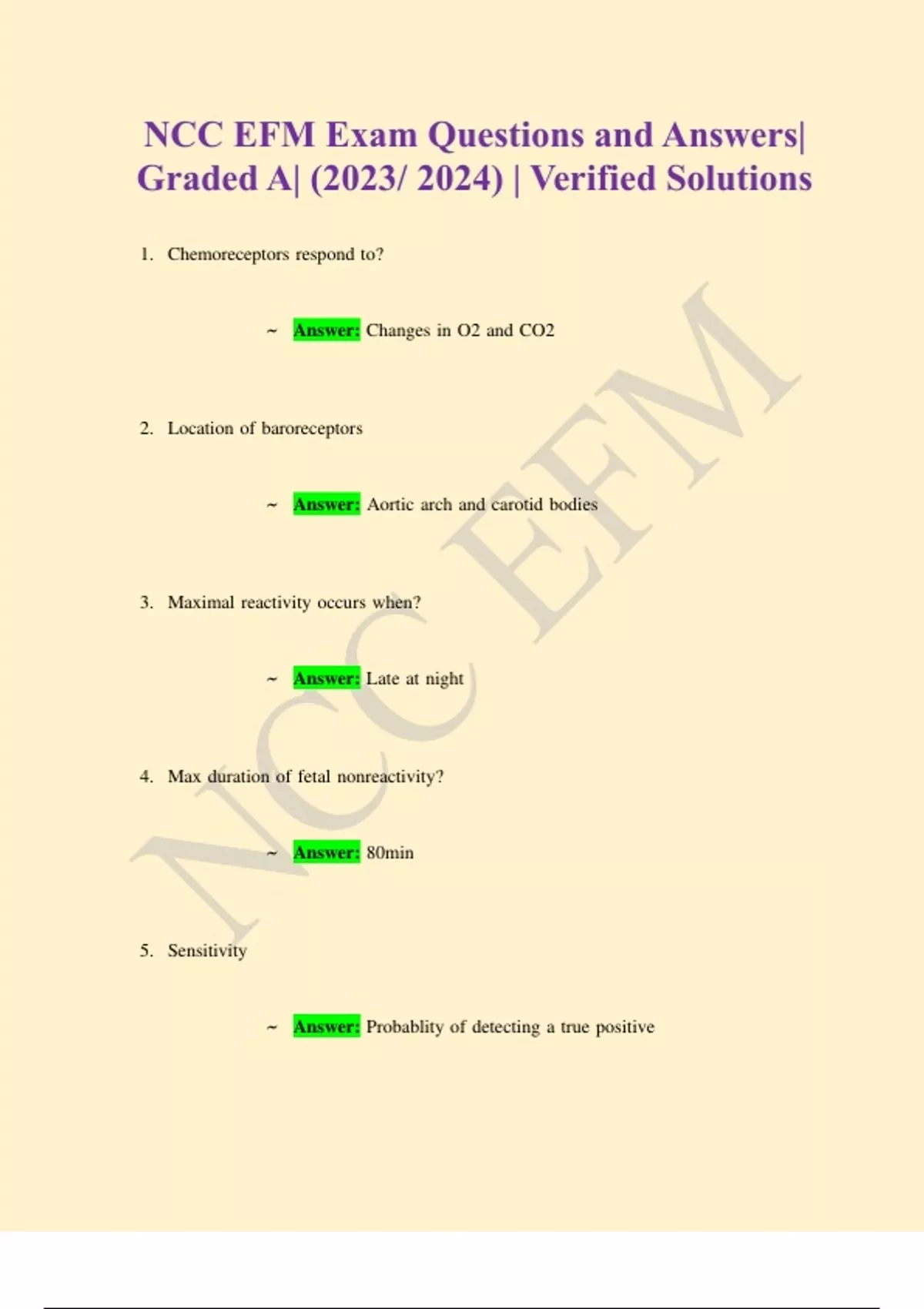 NCC EFM Exam Questions and Answers| Graded A| (2023/ 2024) | Verified ...