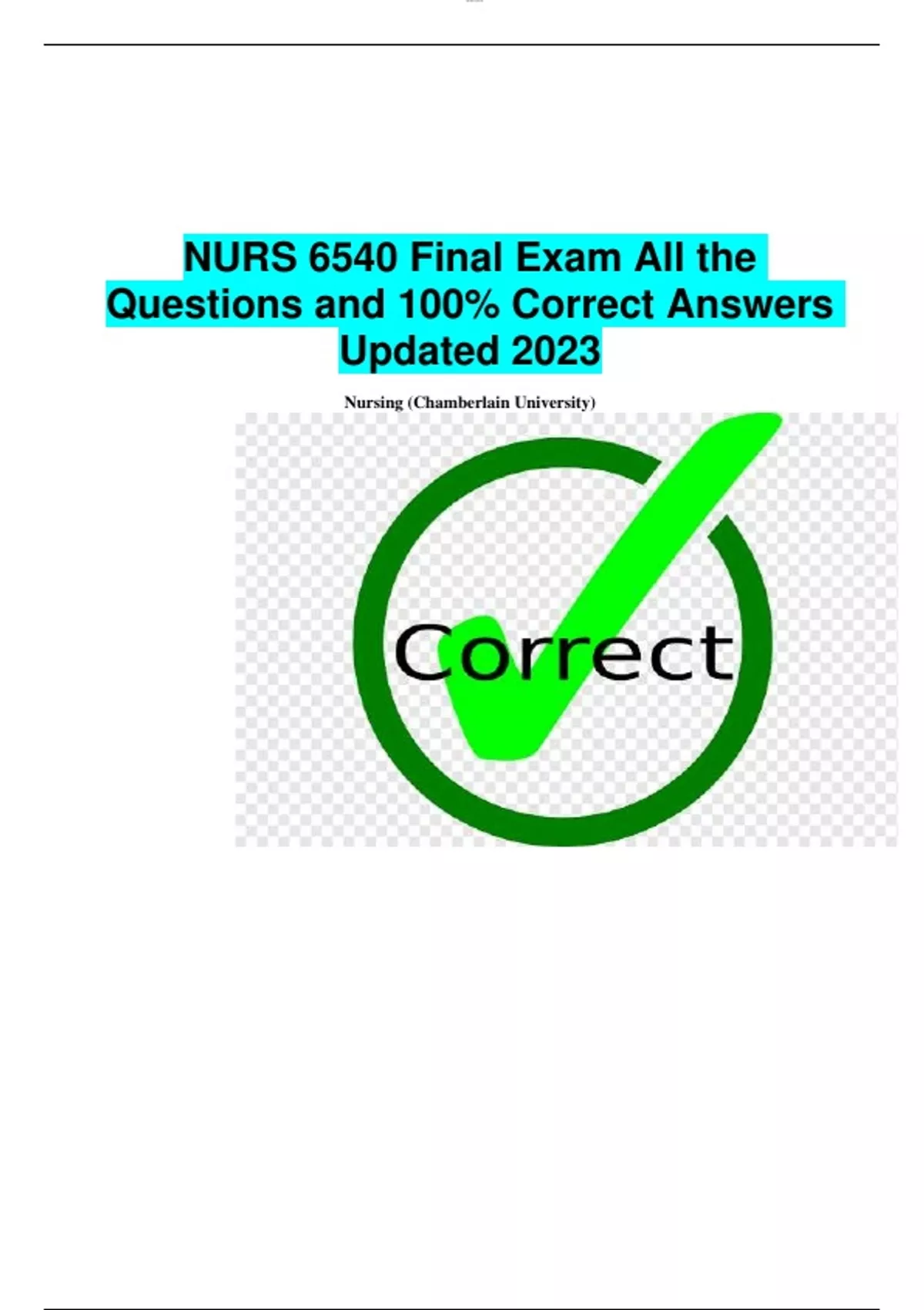 NURS 6540 Final Exam All the Questions and 100% Correct Answers Updated ...