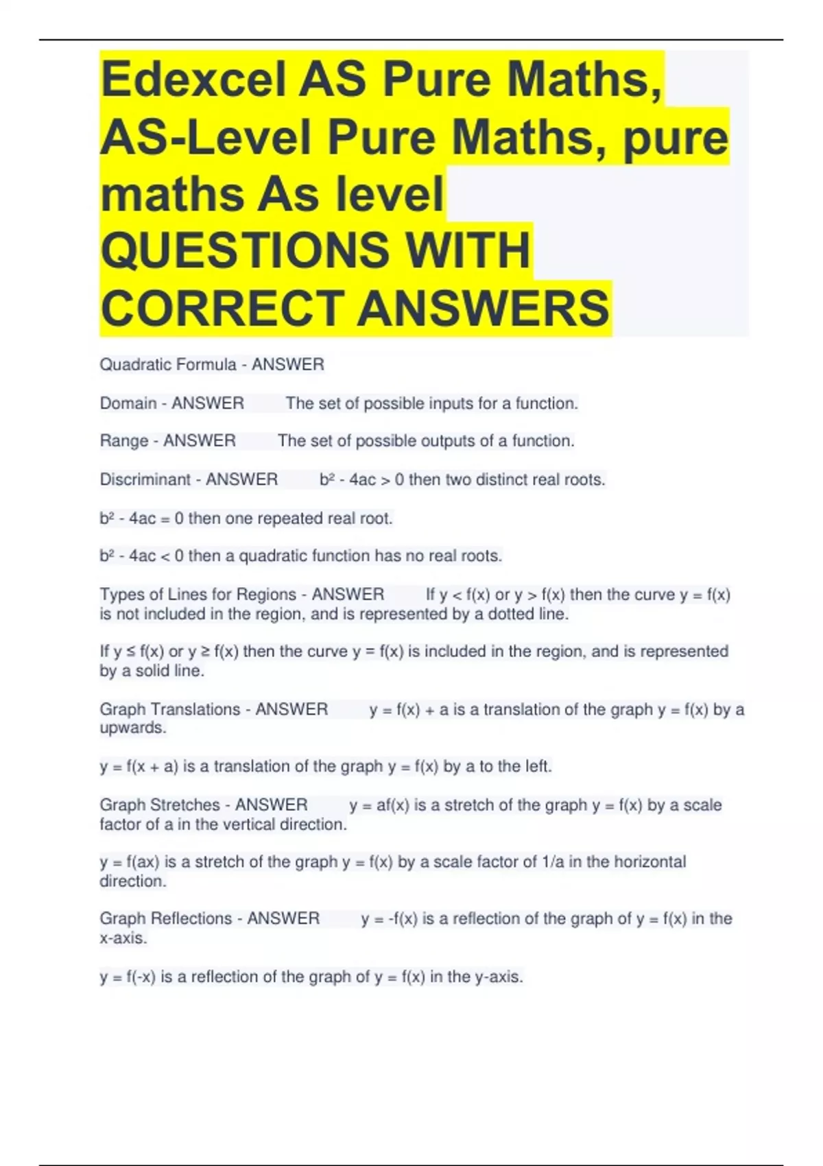 Edexcel AS Pure Maths AS Level Pure Maths Pure Maths As Level Edexcel AS Pure Maths AS Level Pure Maths Pure Maths As Level