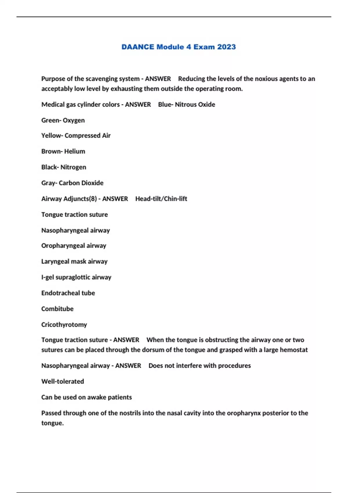 DAANCE Module 4 Exam 2023 - DAANCE - Stuvia US