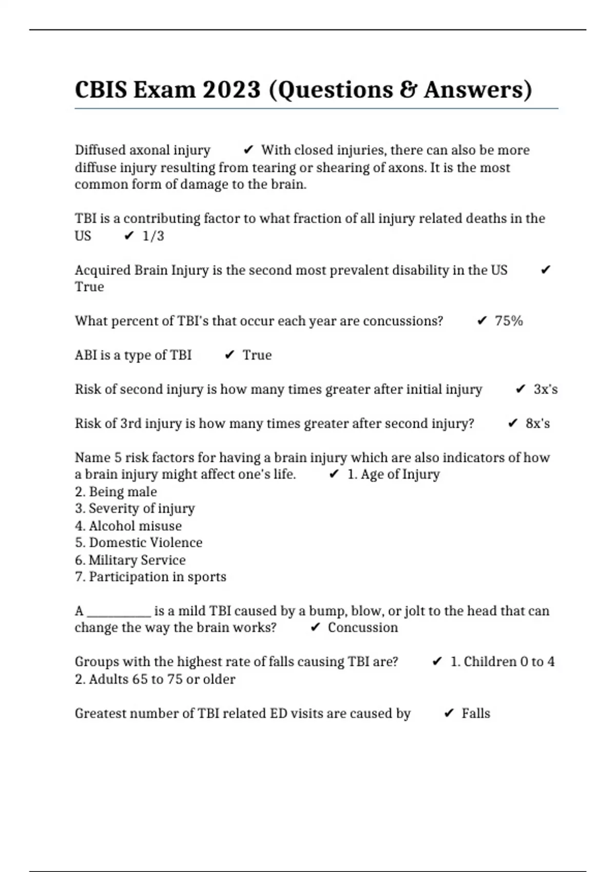 CBIS Exam 2023 Questions Answers CBIS Stuvia US