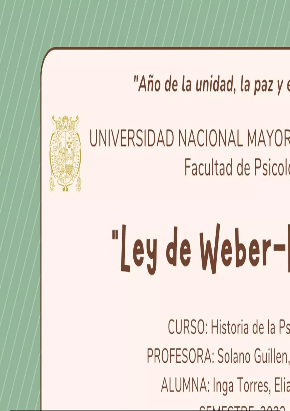 Ley de Weber-Fechner - 18T304 - Stuvia US