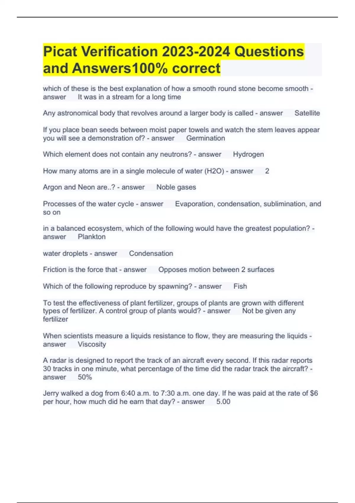 Picat Verification Questions and Answers100% correct - Picat - Stuvia US