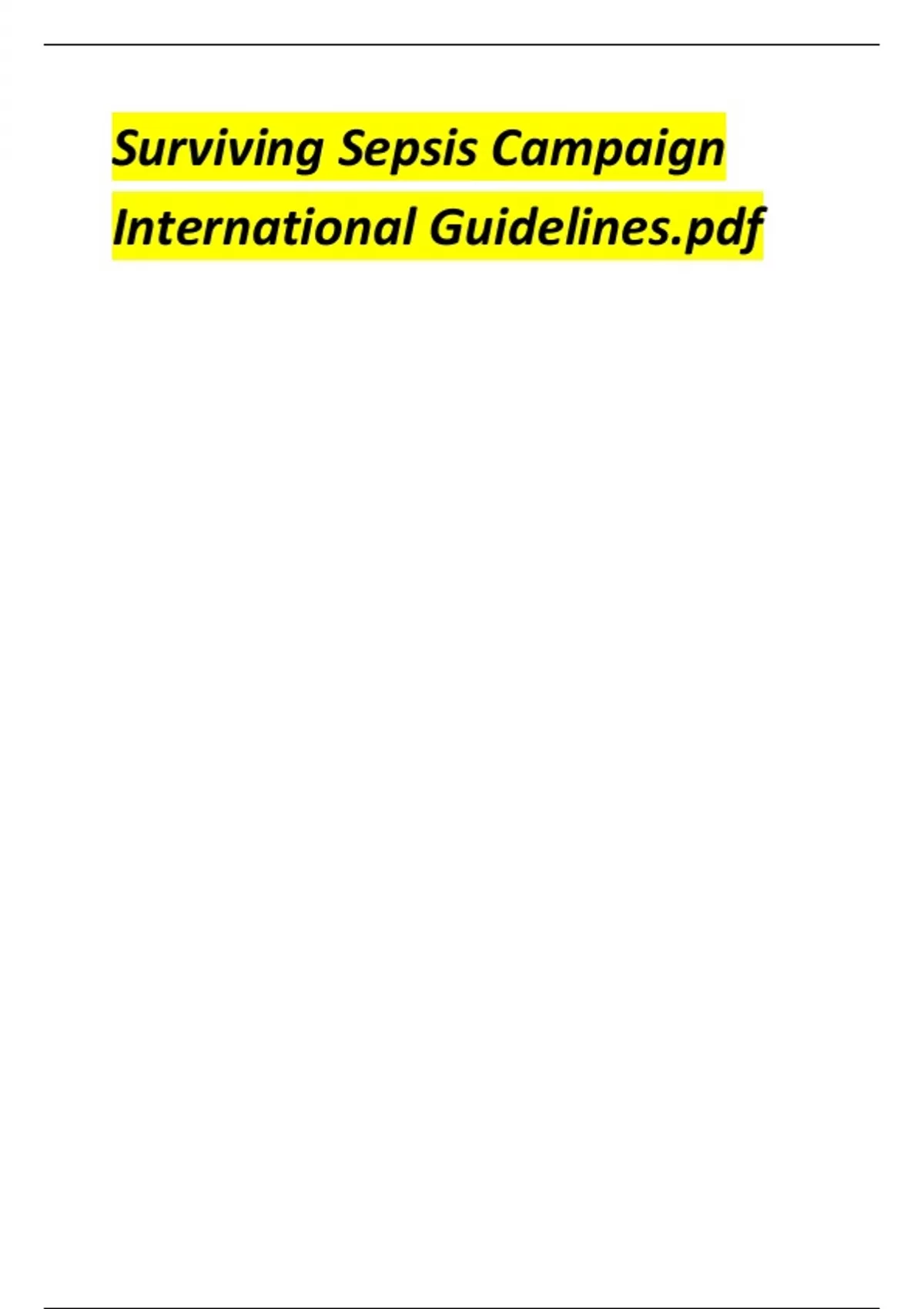 Surviving Sepsis Campaign International Guidelines - Registered Nurse ...