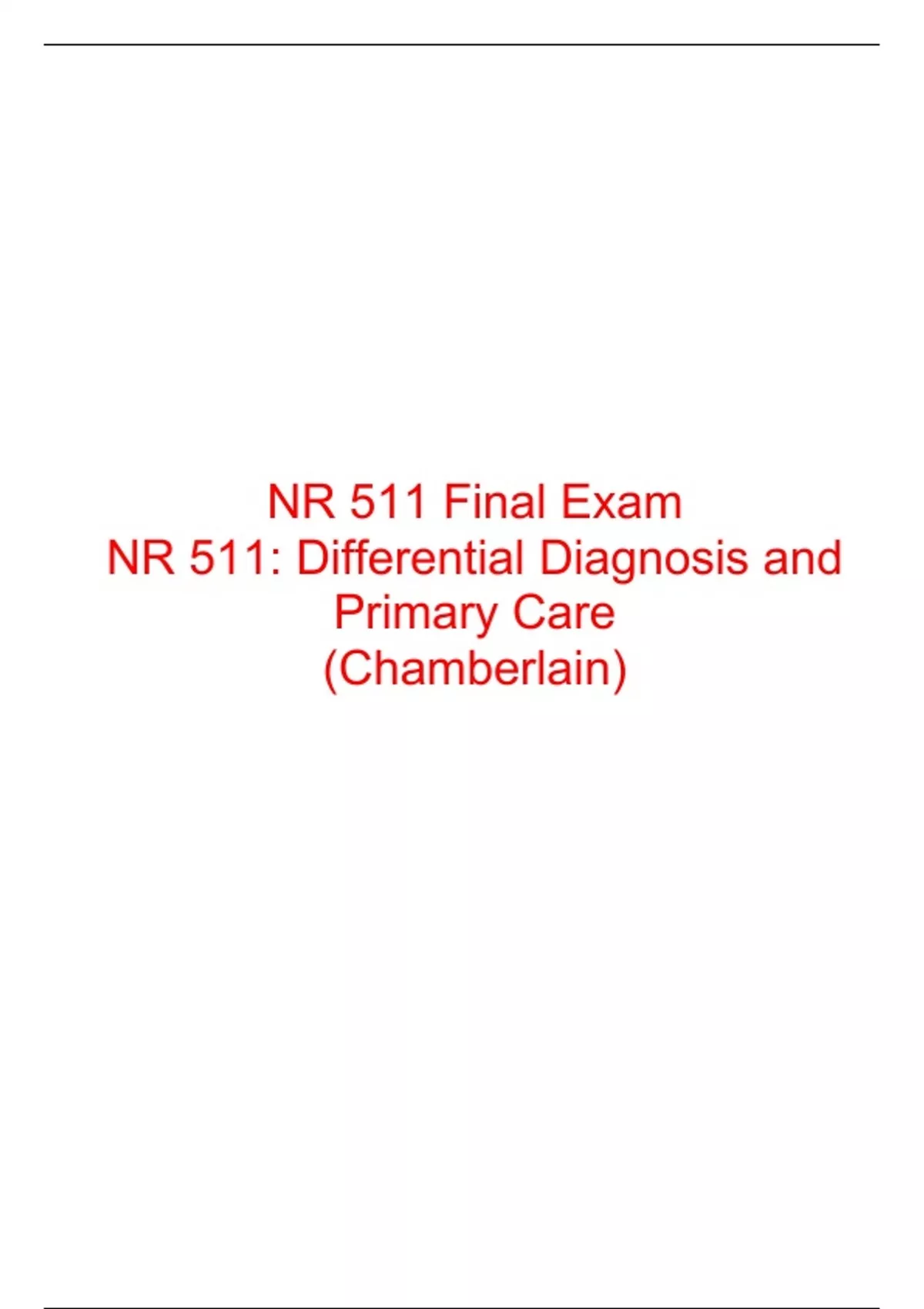 NR511 Final Exam ( Version 1), NR 511 Differential Diagnosis and ...