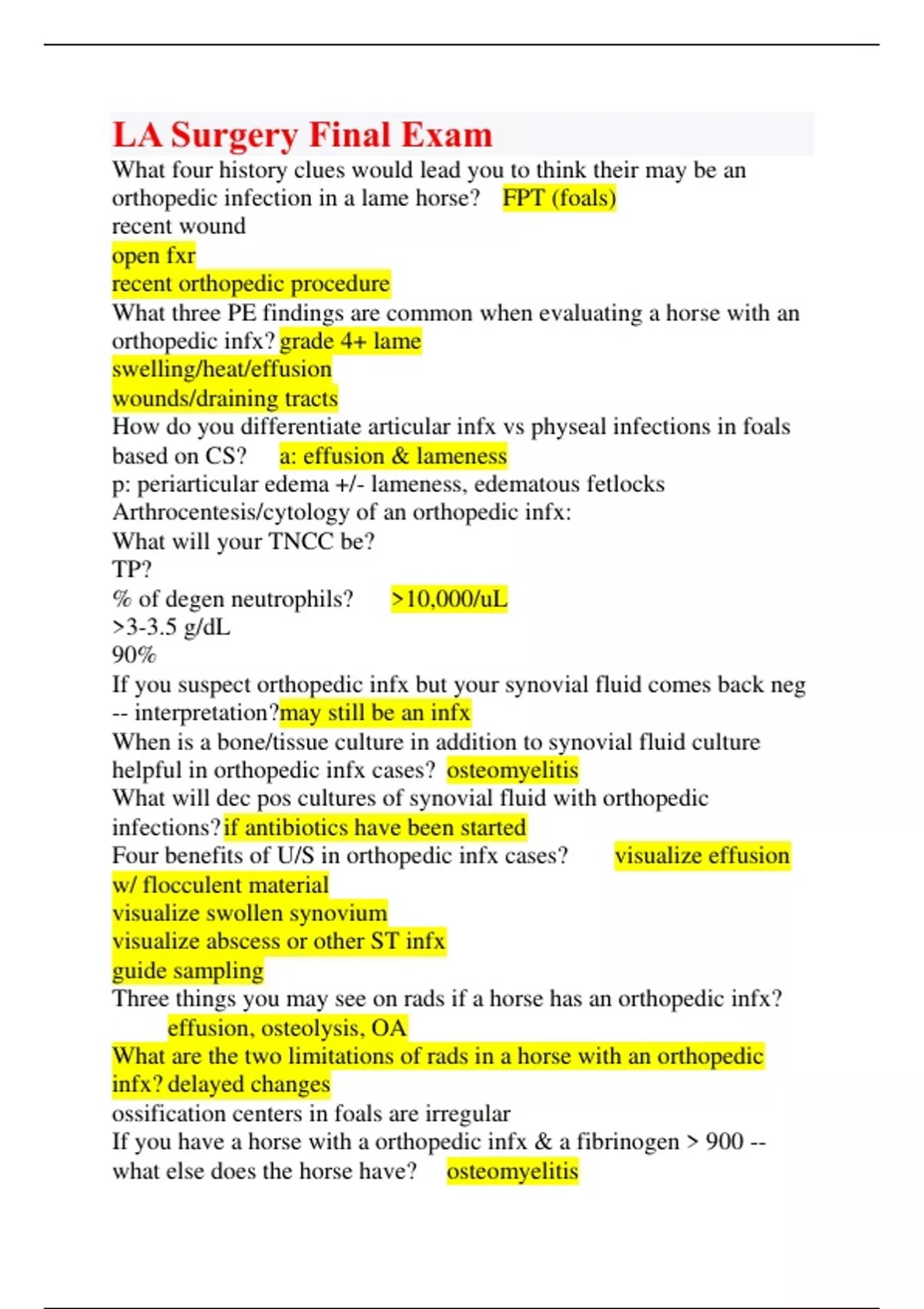 LA Surgery Final Exam - SURGERY - Stuvia US