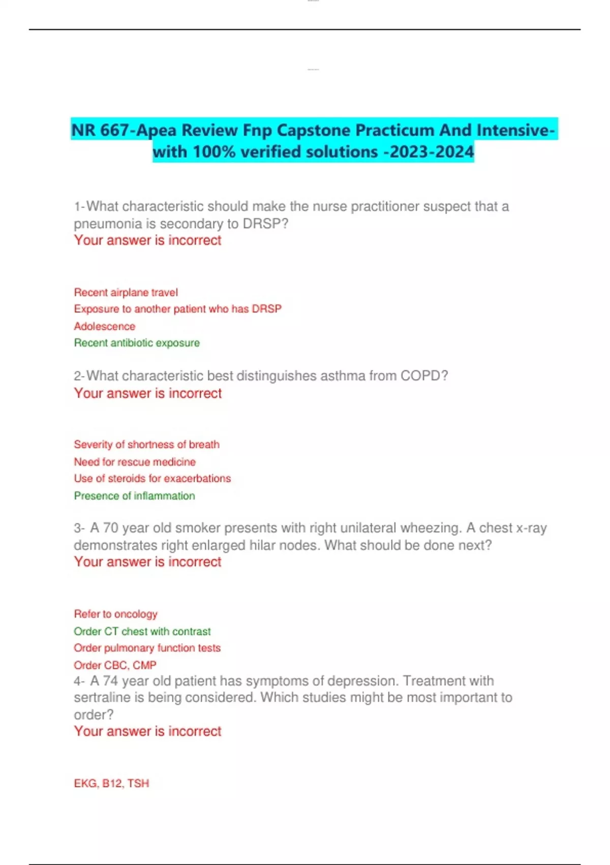 NR 667-Apea Review Fnp Capstone Practicum And Intensive- with 100% ...