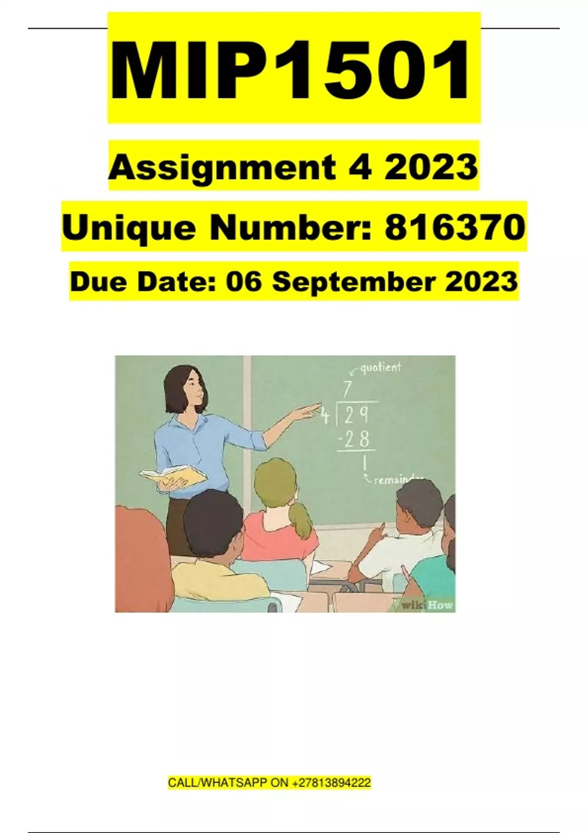 MIP1501 ASSIGNMENT 3 and 4 2023 DETAILED CALCULATIONS WITH EXAMPLES ...