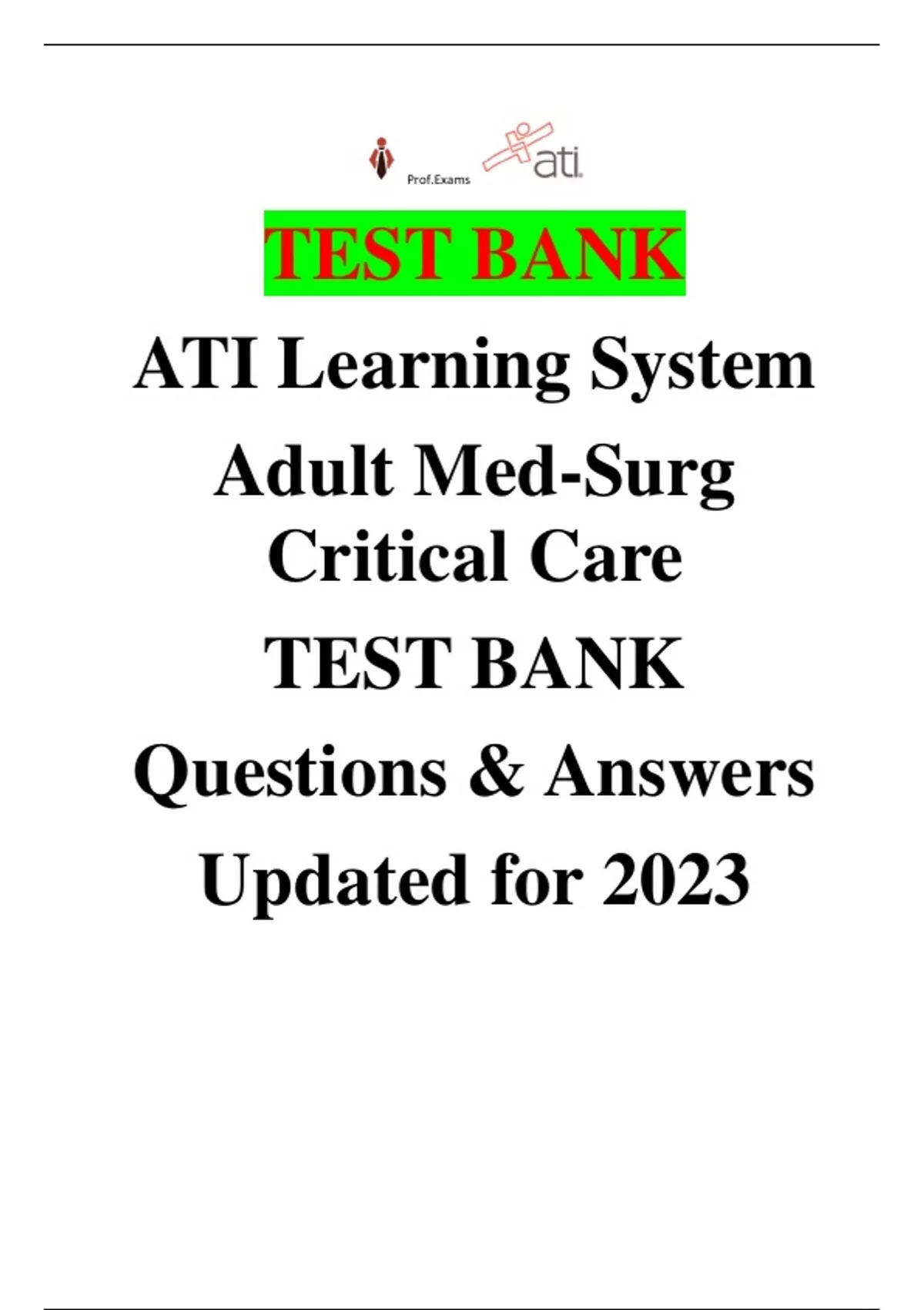 COMPLETE - Elaborated Test bank for ATI Learning System - Adult Med ...