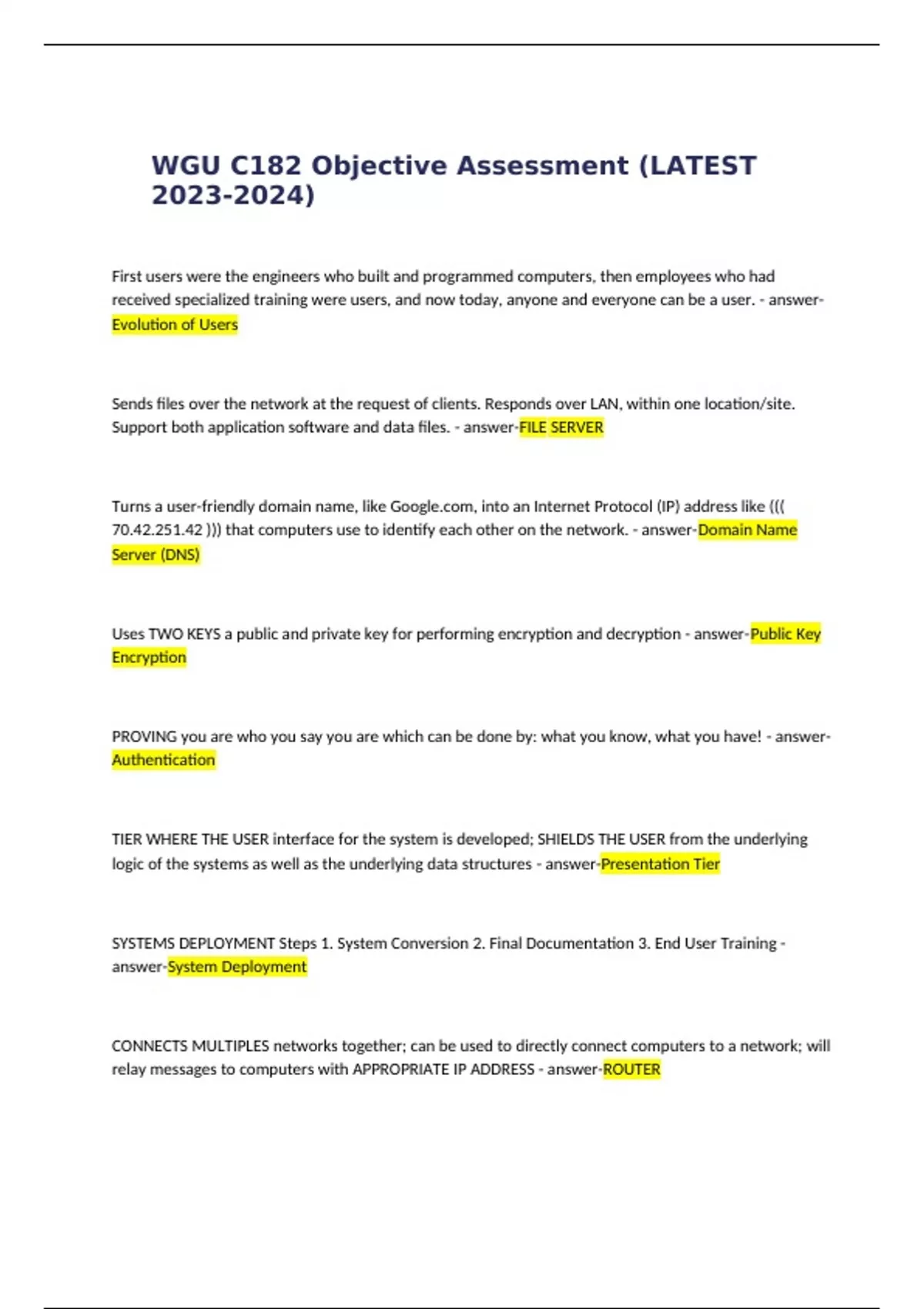 Wgu C182 Objective Assessment Latest Wgu C182 Stuvia Us