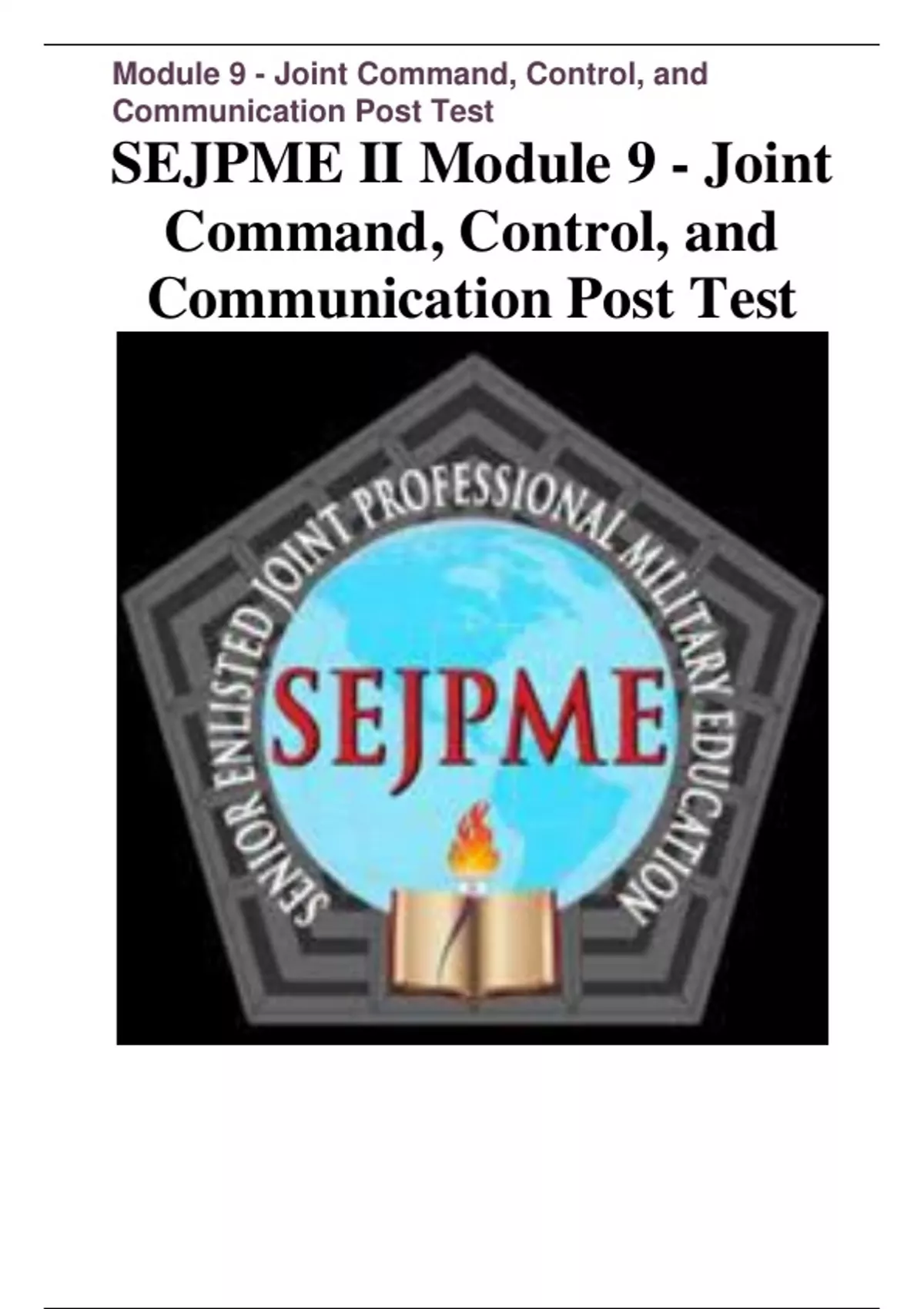 SEJPME II Module 9 - Joint Command, Control, and Communication Post ...