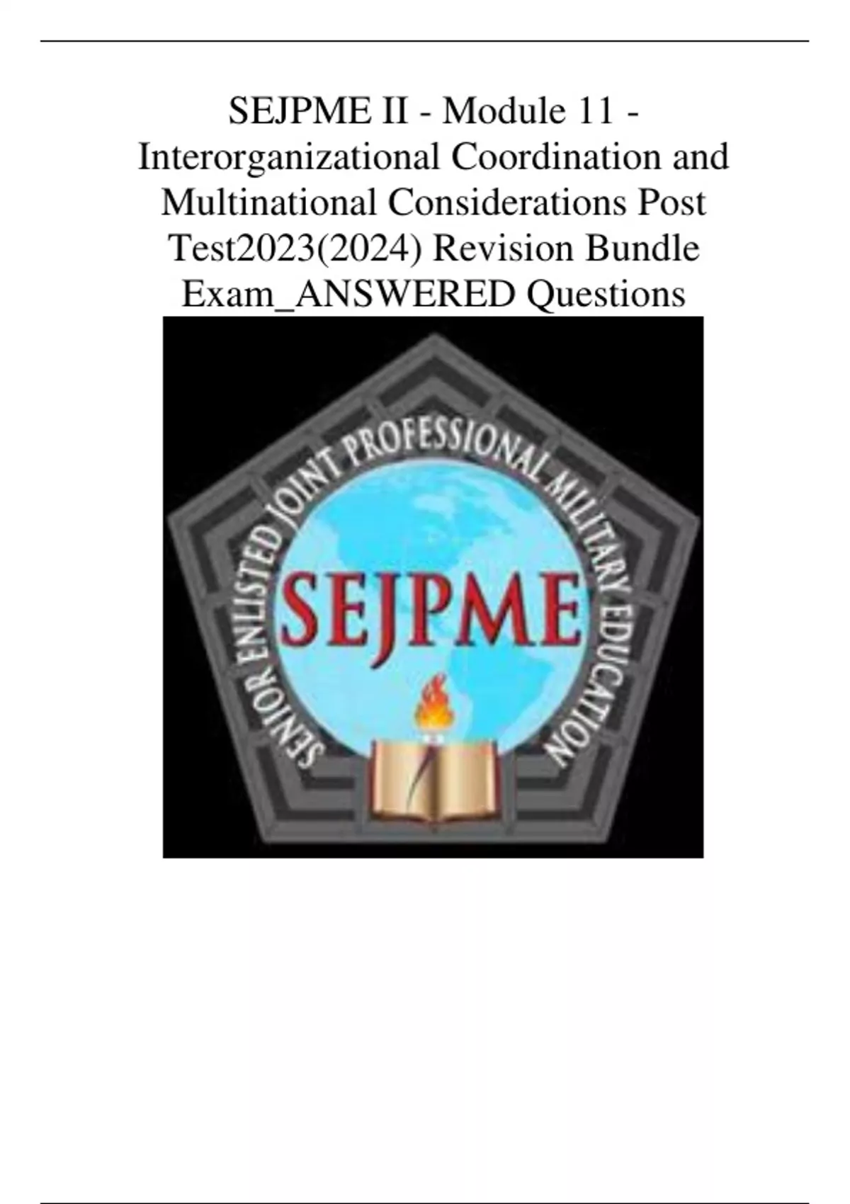 SEJPME II - Module 11 - Interorganizational Coordination ...