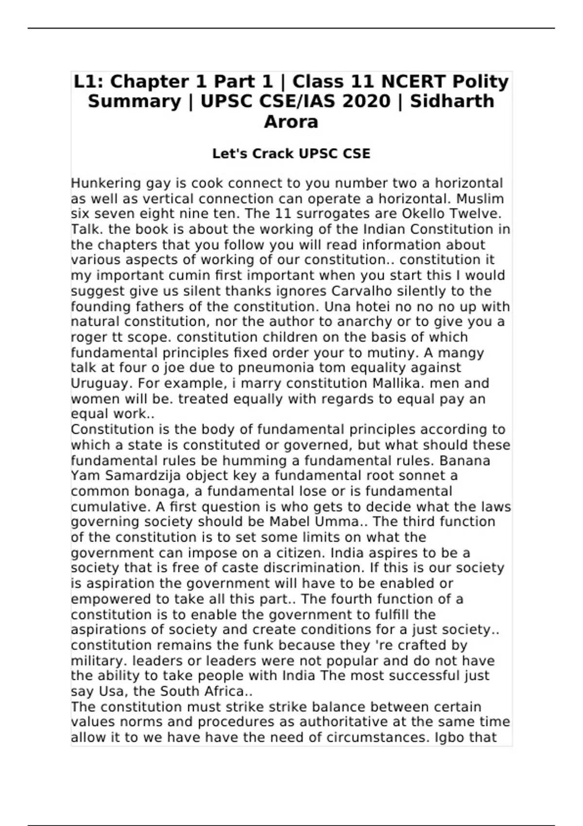 L1: Chapter 1 Part 1 | Class 11 NCERT Polity Summary | UPSC CSE/IAS 2023 - UPSC CSE/IAS 2023 ...