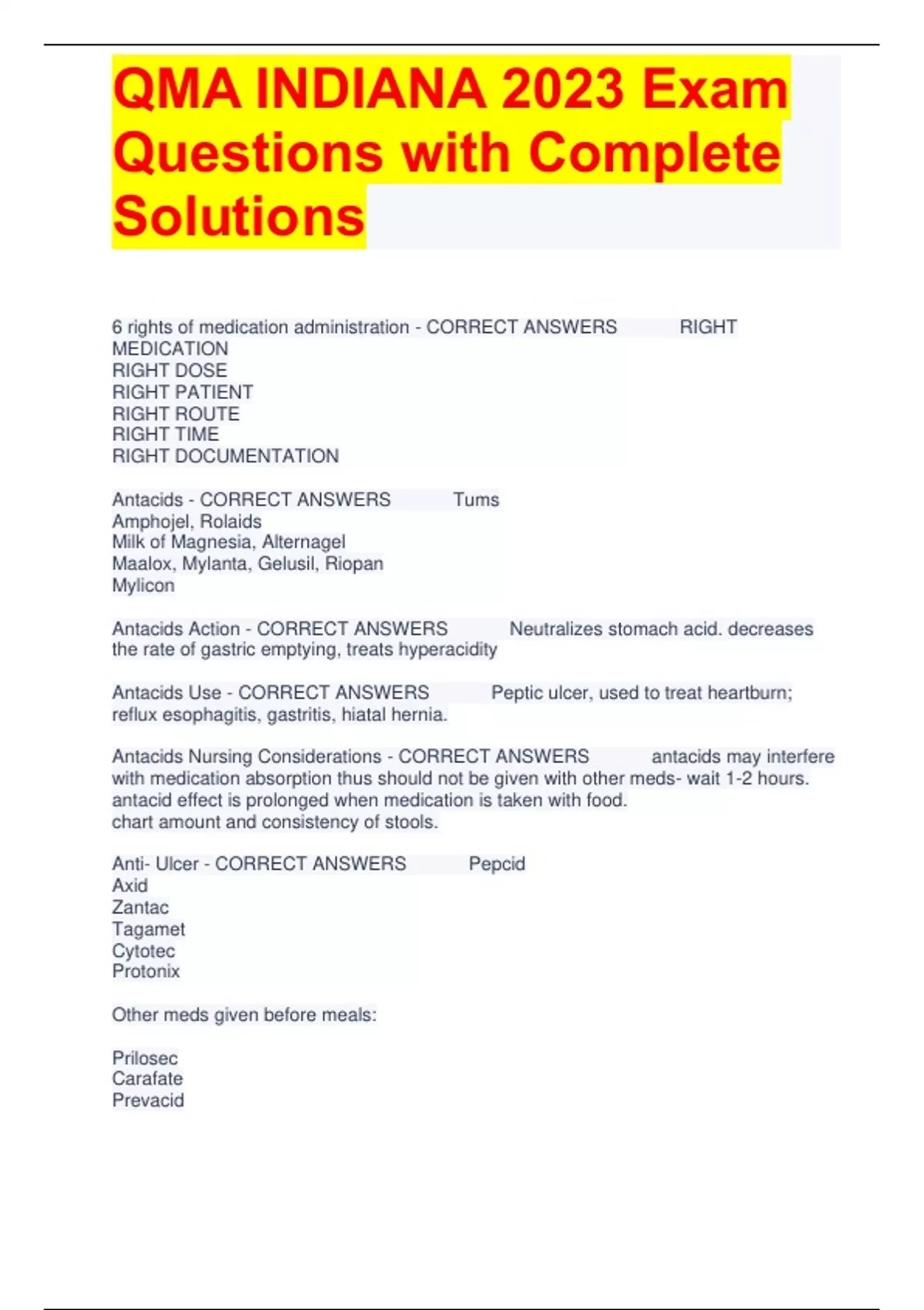 QMA INDIANA 2023 Exam Questions with Complete Solutions - QMA INDIANA ...