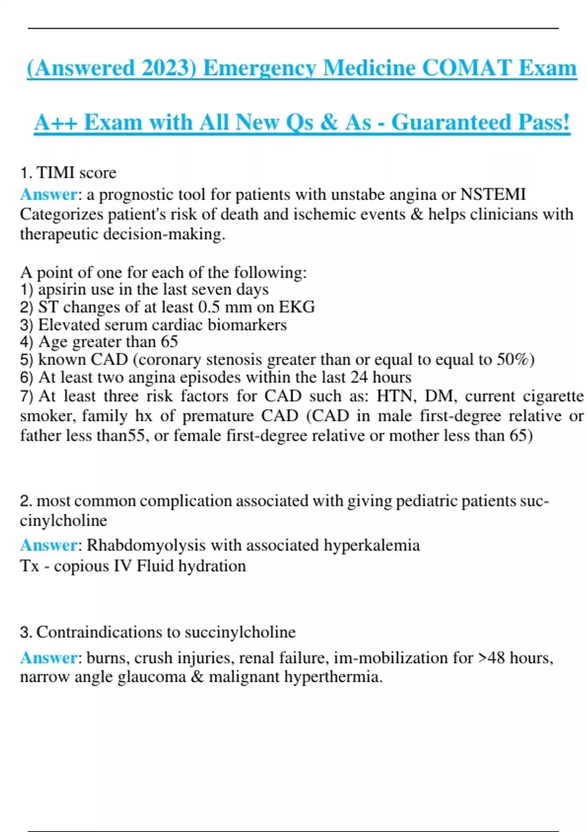 Complete Answers BUNDLE | Latest | Emergency Medicine - TEST BANK ...