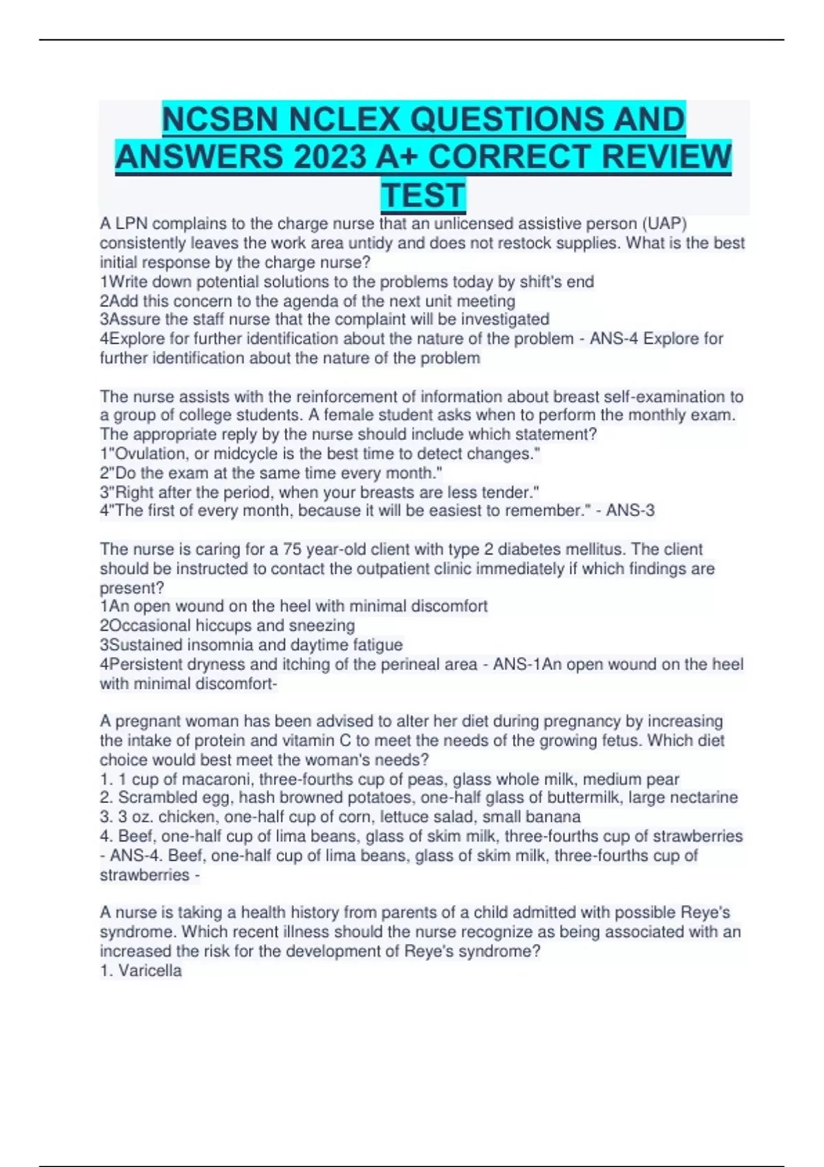 Role Development in Professional Nursing 2023 Update,Exam Cram NCLEX-PN PRACTICE Question And ...